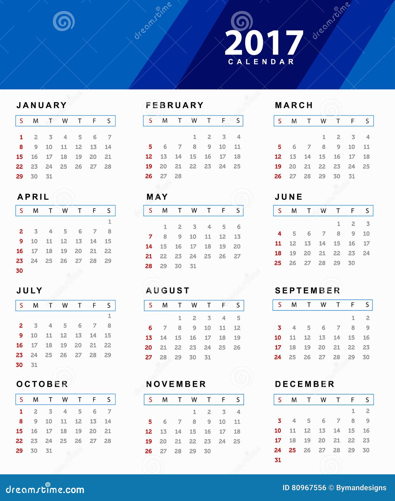 Windows Calendar Template 2017