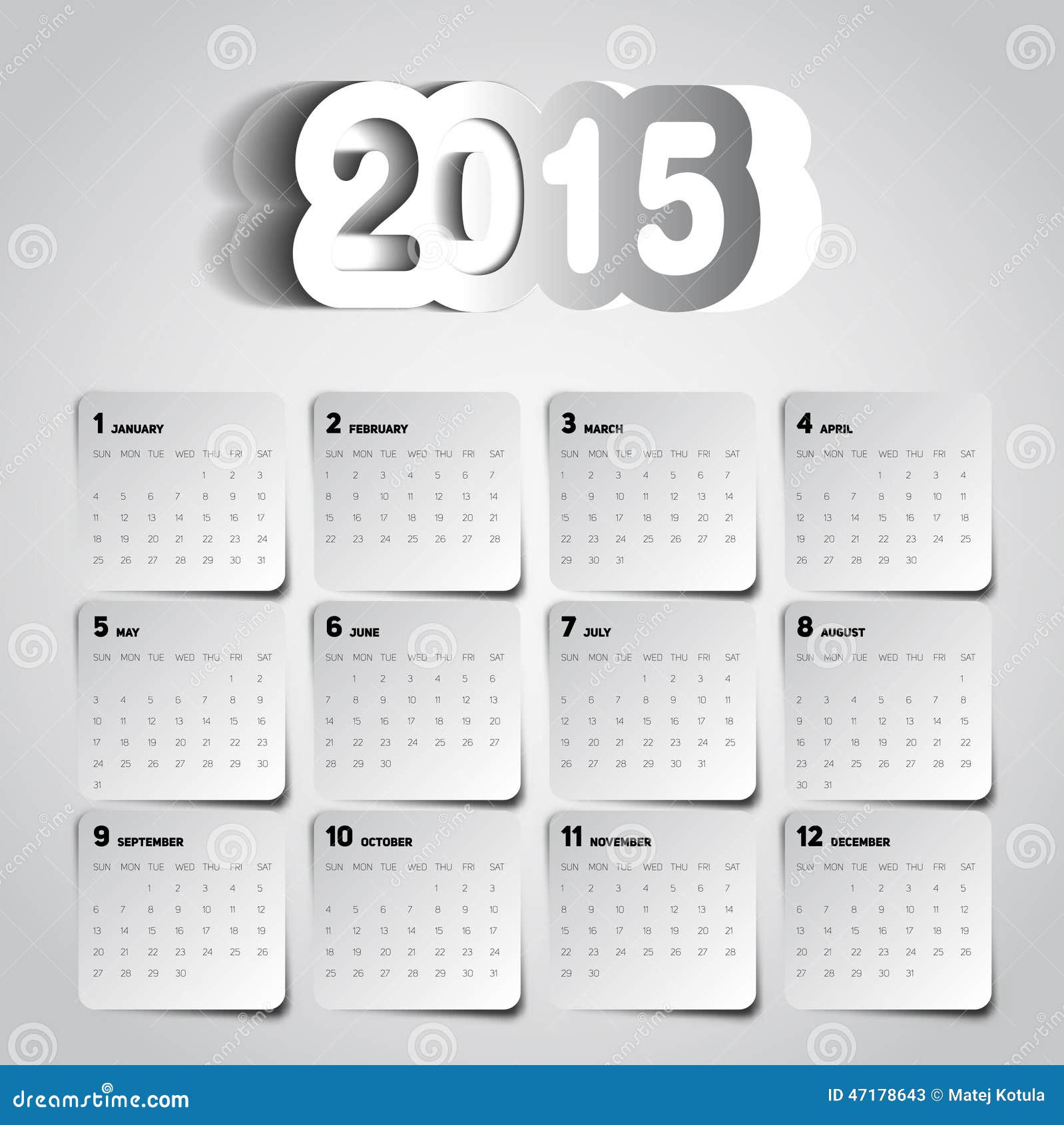 Simple 2015 Year Calendar Vector Illustration | CartoonDealer.com #44793892