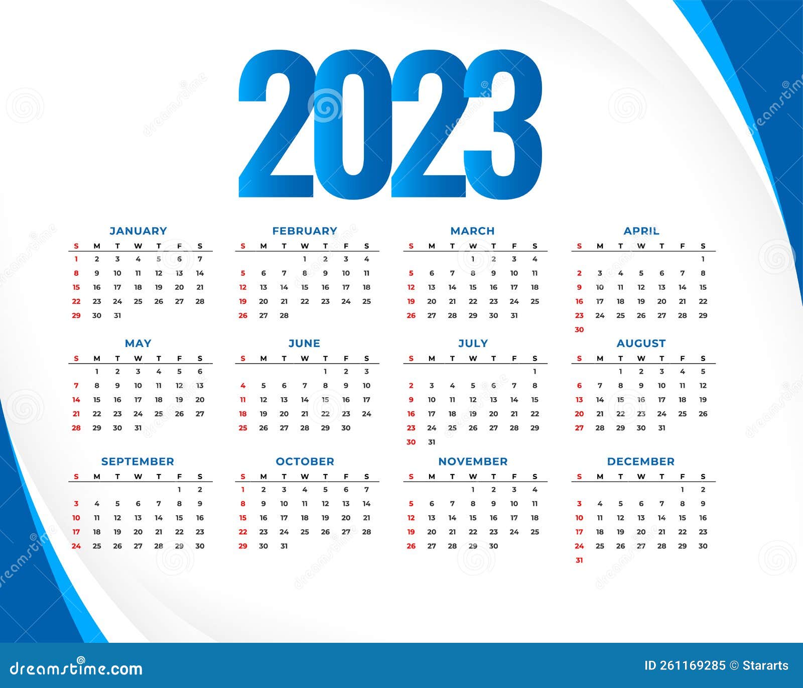 Simple 2023 Calendar for Event Organizer Design Vector Illustration ...