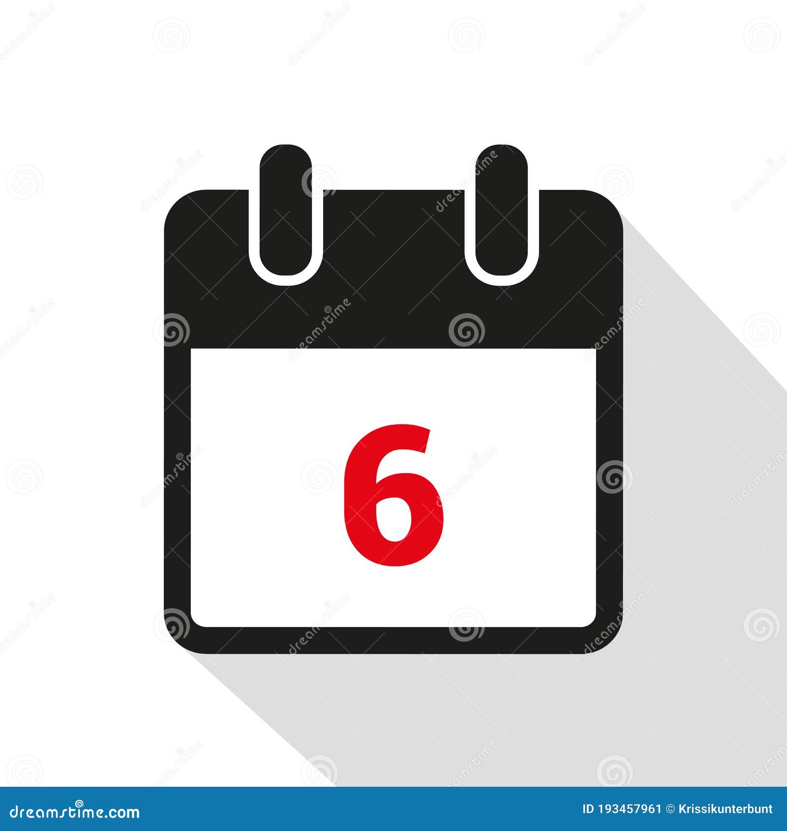 Simple Calendar Icon 6 on White Background Stock Vector - Illustration ...