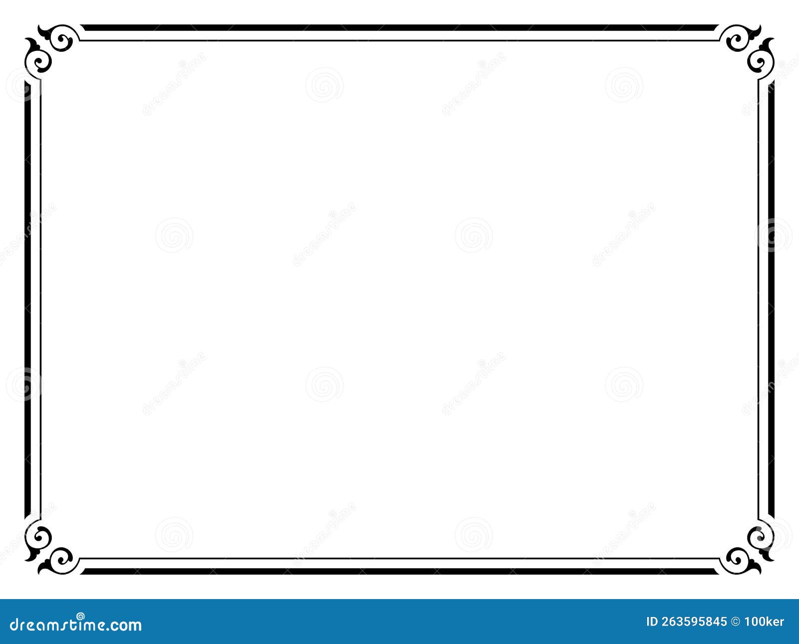 Simple Calligraph Black Ornamental Decorative Frame Border Cartoon ...