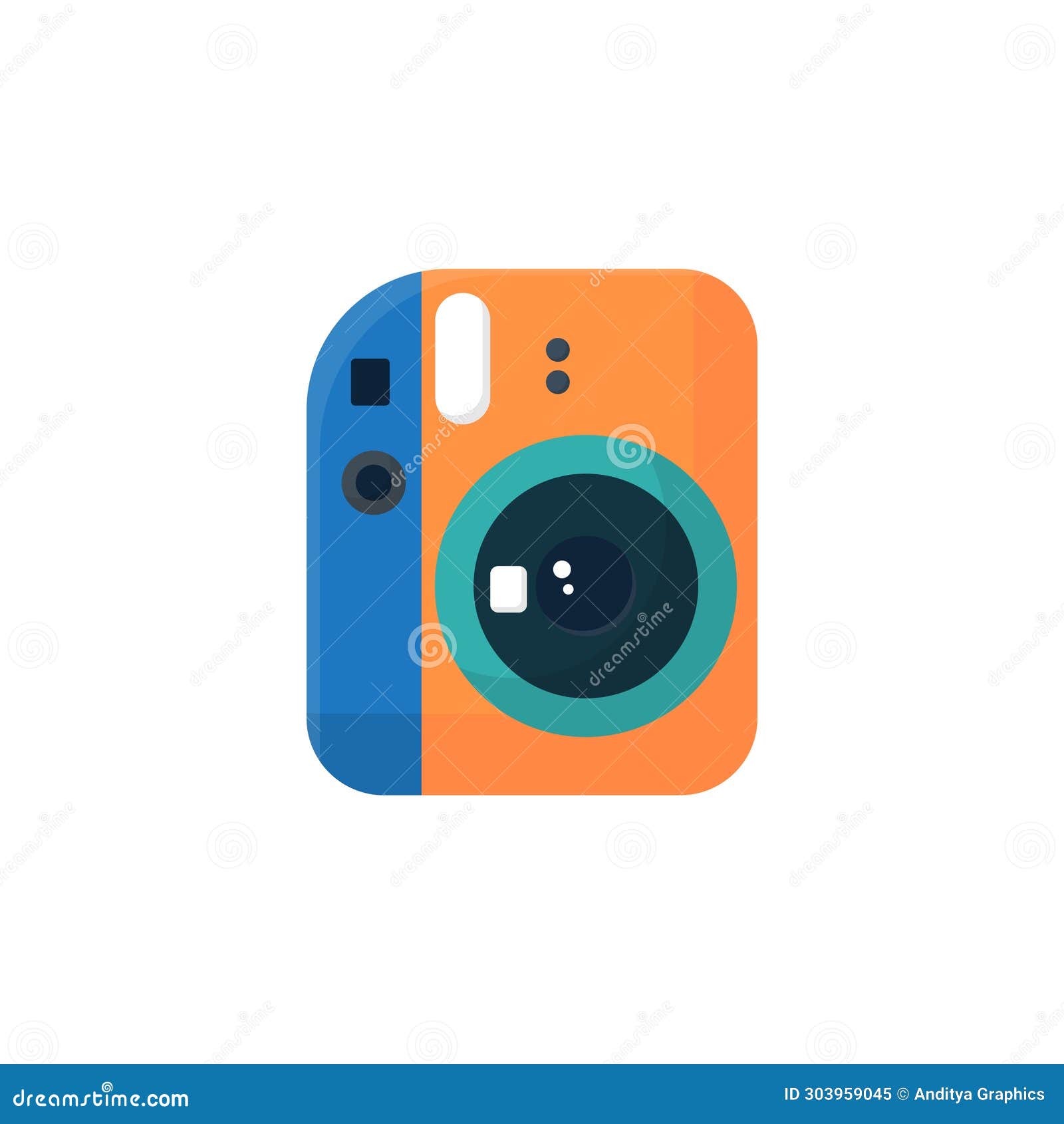 Simple Camera Icon Full Color Flat Design Style Isolated by White Color ...