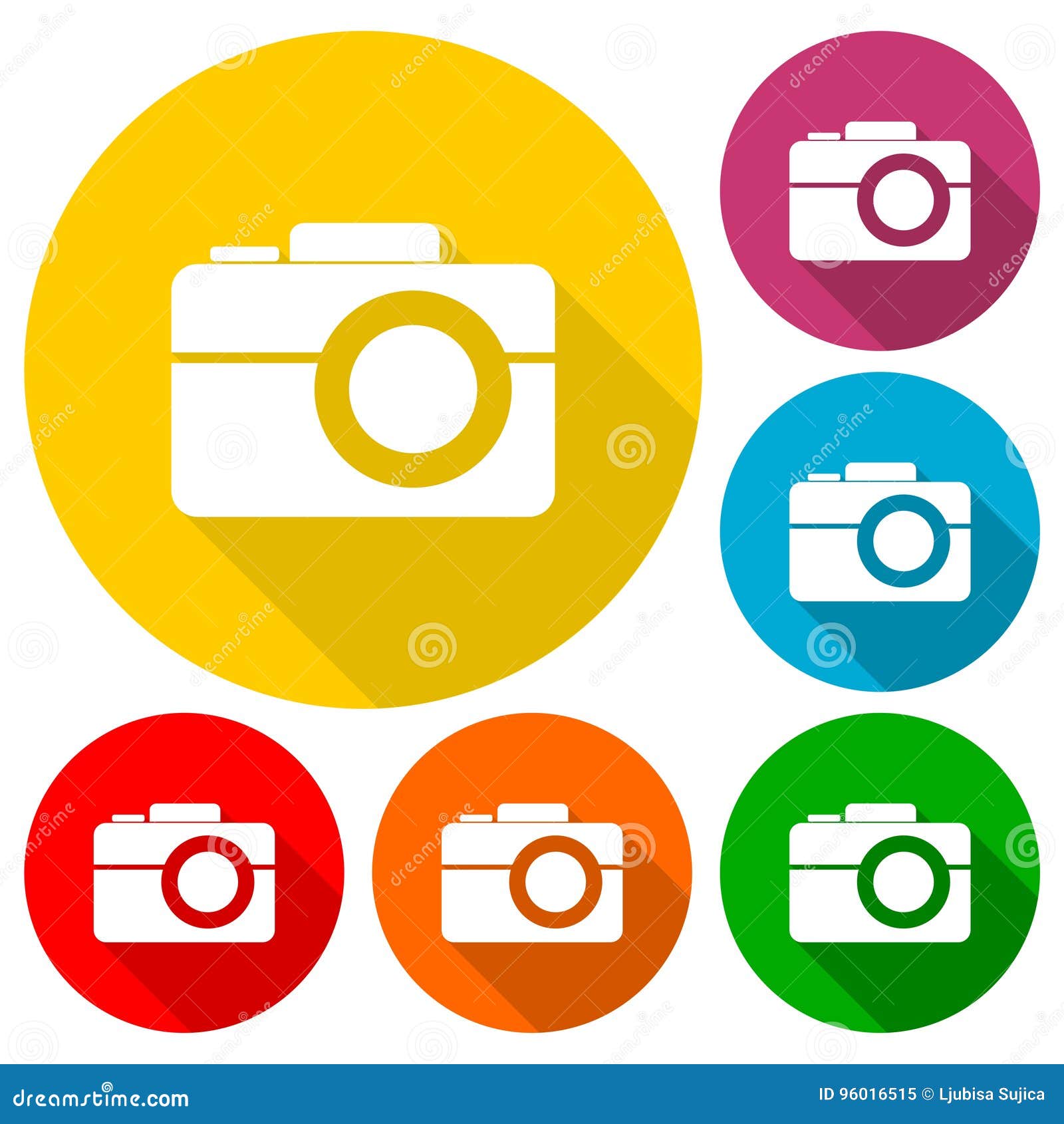 Simple Camera Icons Set with Long Shadow Stock Vector - Illustration of ...