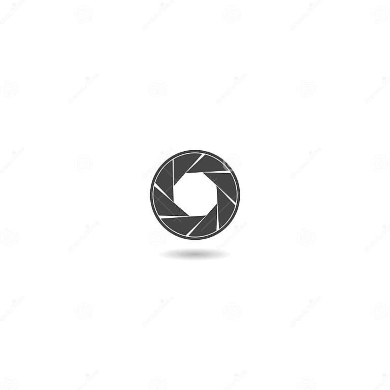 Simple Camera Lens Icon with Shadow Stock Illustration - Illustration ...