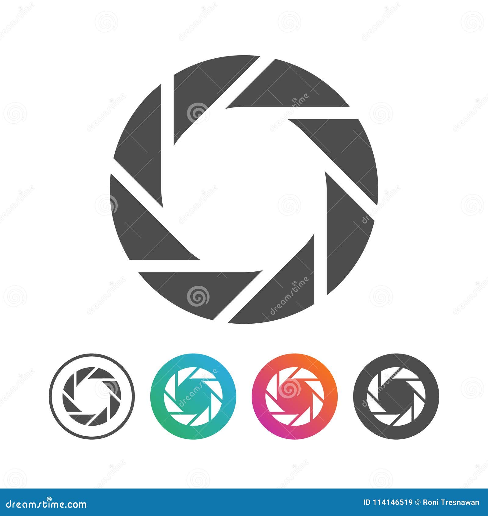 Simple Camera Shutter Icon Symbol Design Set Stock Vector ...