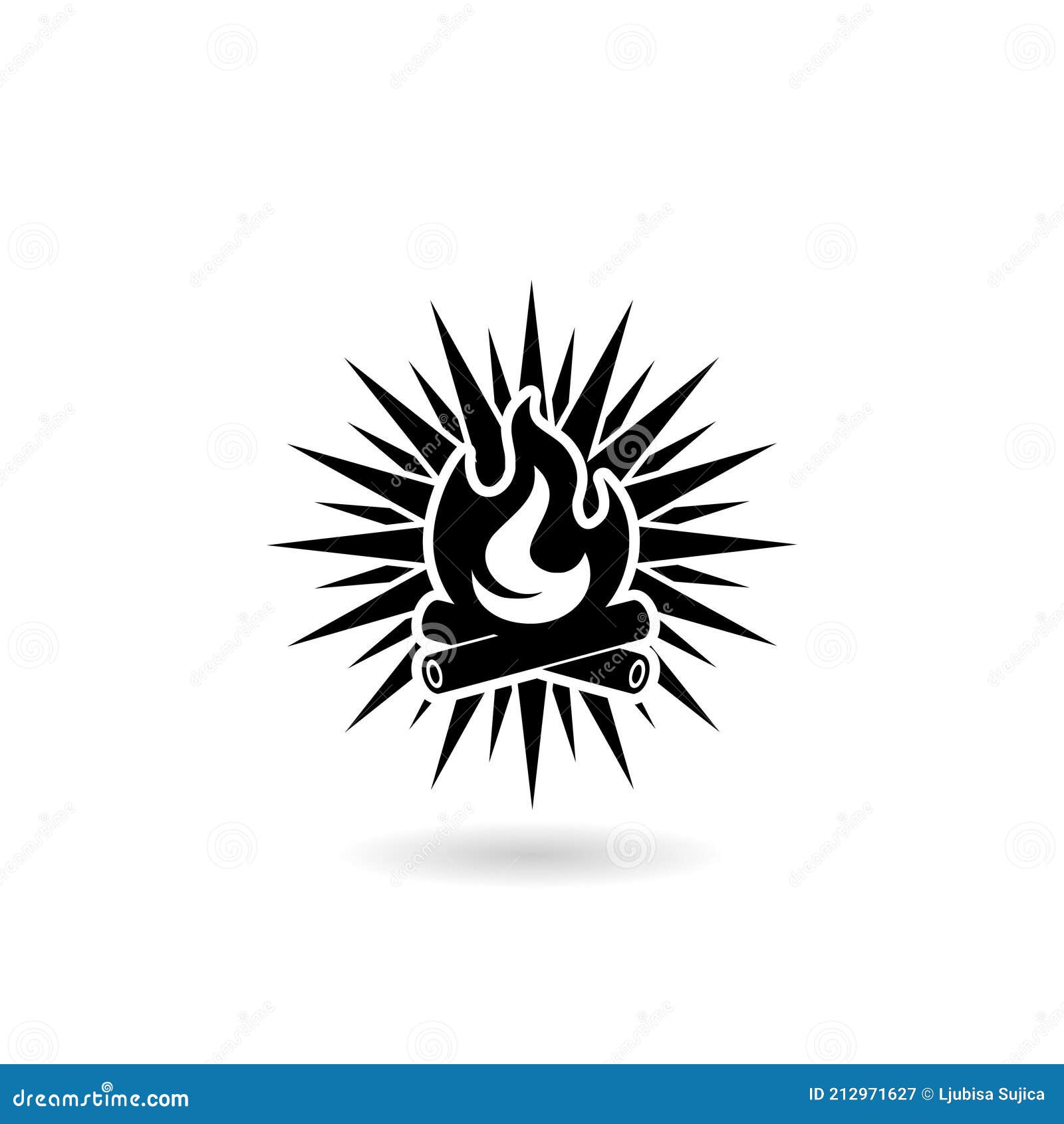 Simple Campfire Icon with Shadow Stock Vector - Illustration of ...