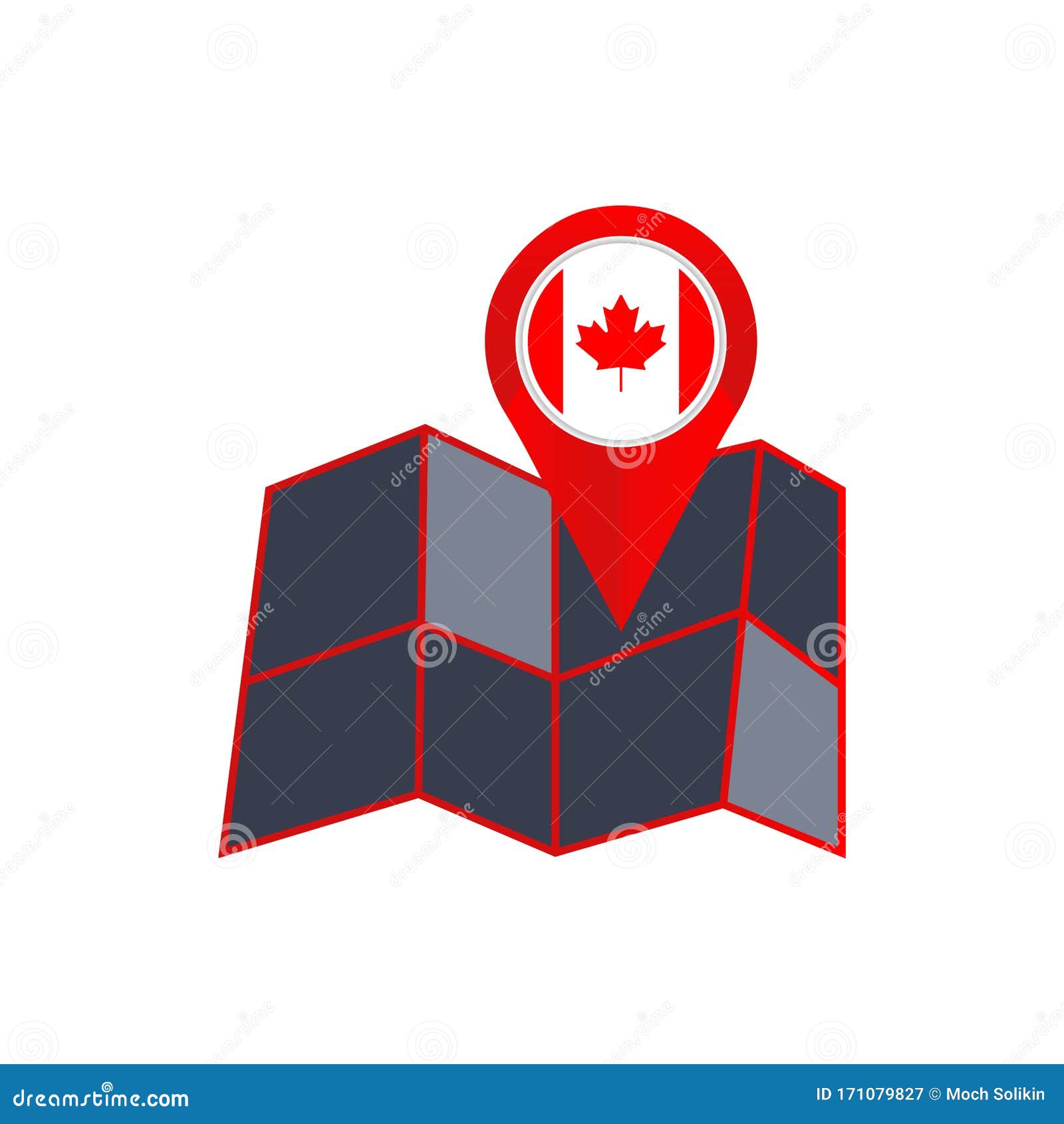 Simple Canada Map Pins are Isolated with Country Flags Stock Vector ...