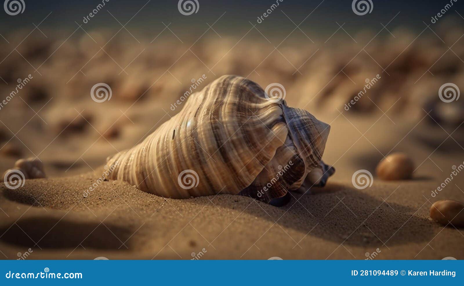 Shell on sand at beach stock illustration. Illustration of wonders ...