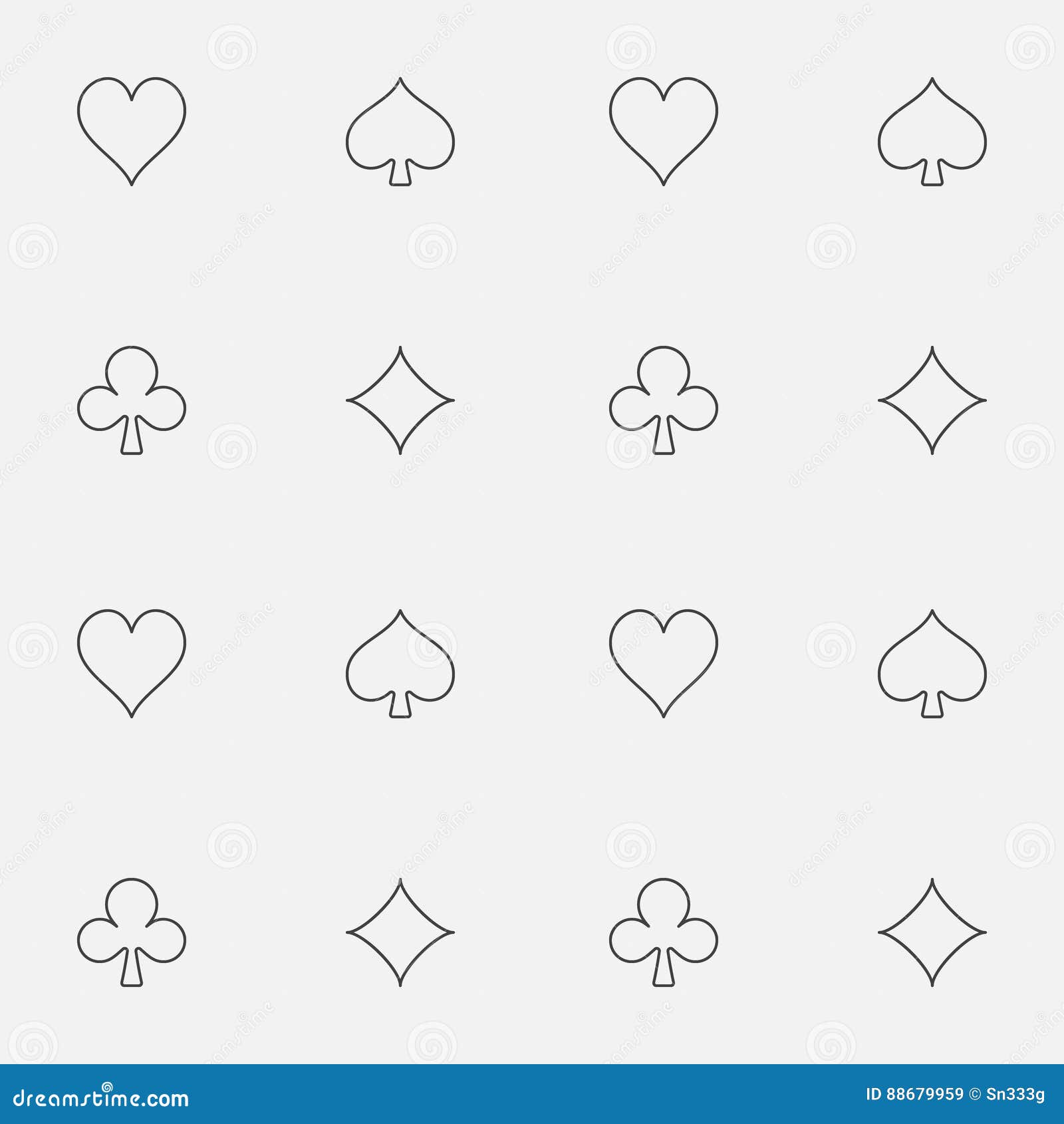 Simple Card Suits Seamless Pattern Stock Vector - Illustration of ...