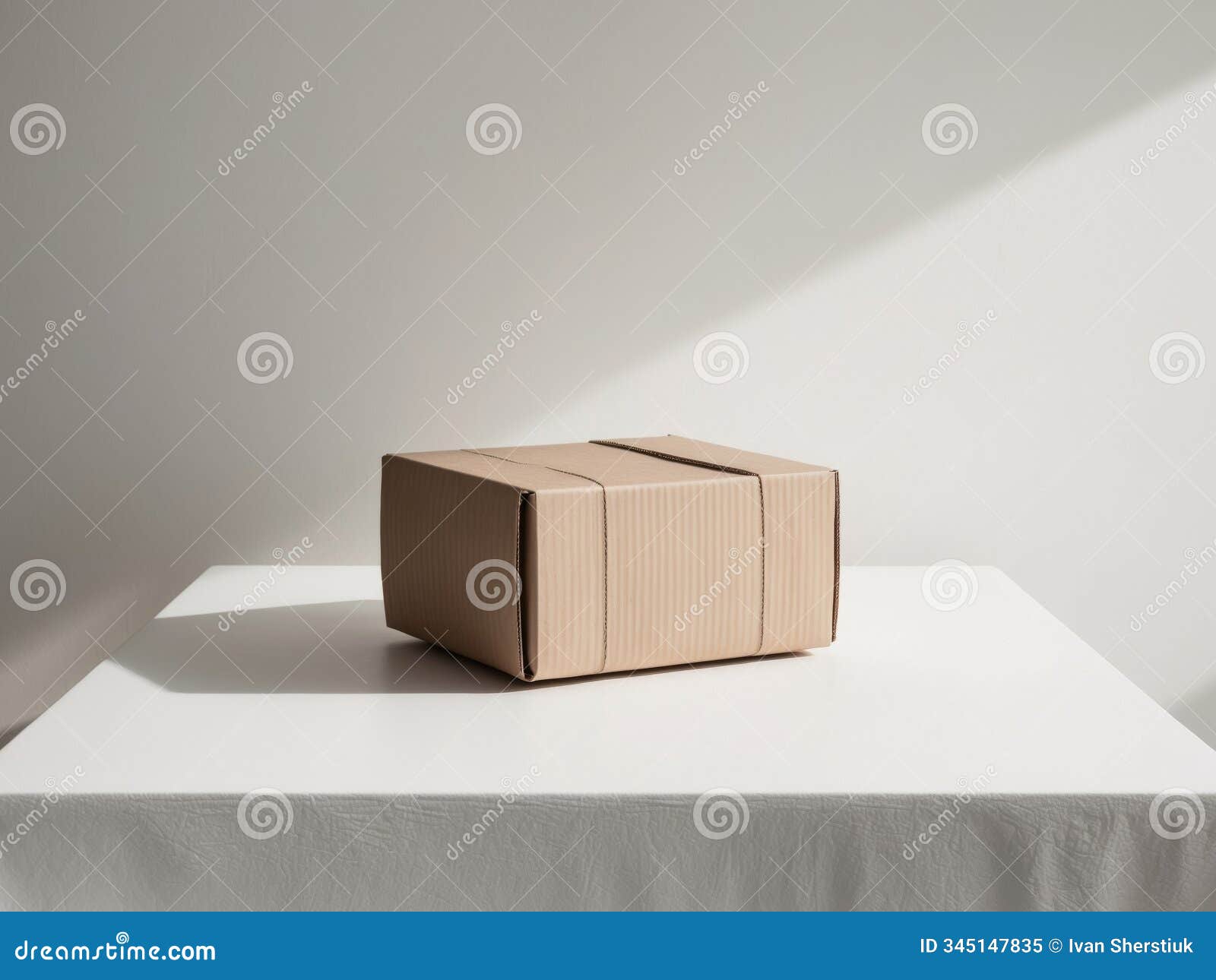Simple Cardboard Box Made of Recycled Material Standing on a White ...