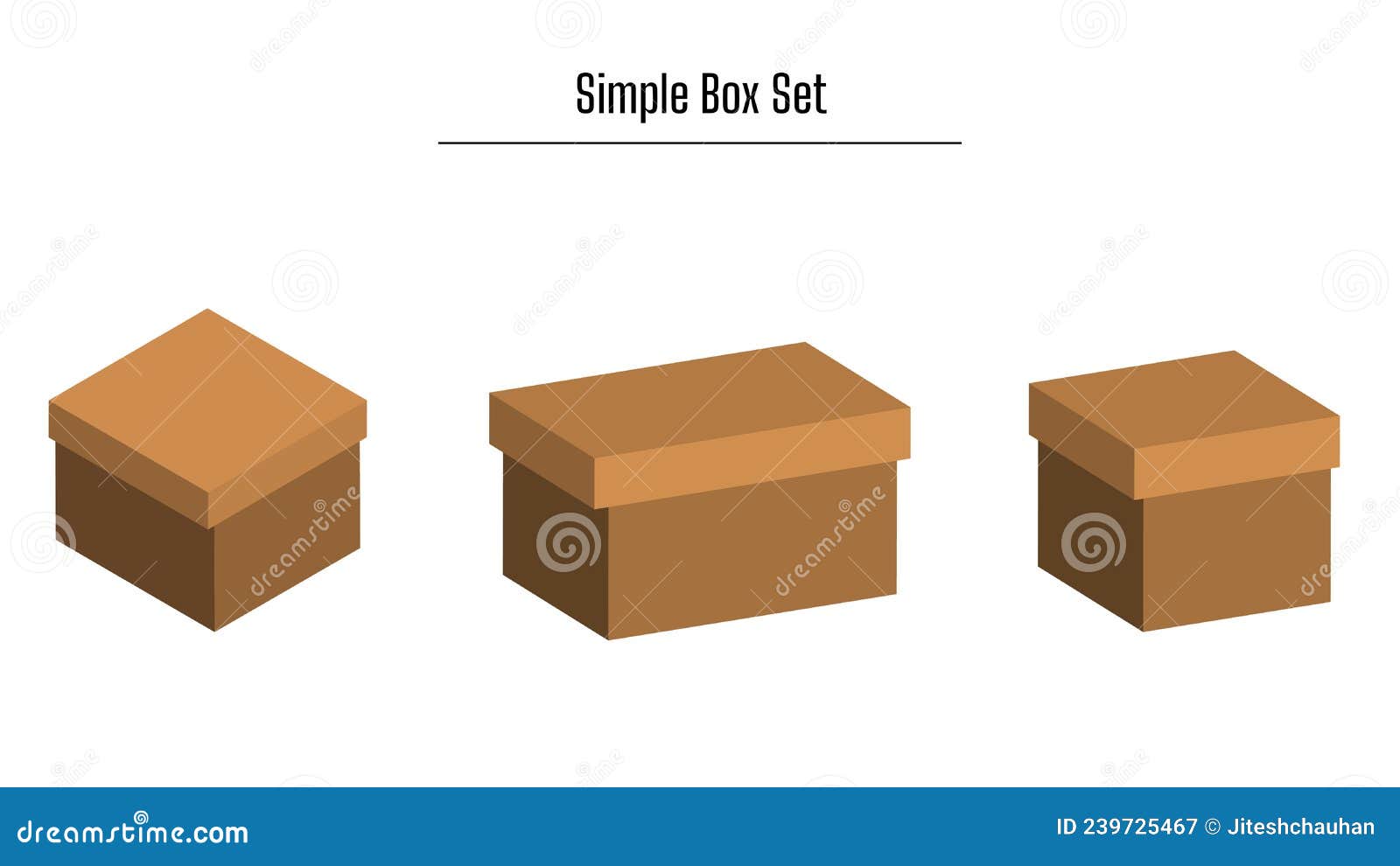 Simple Cardboard Box Set Vector Illustration on White Background Stock ...