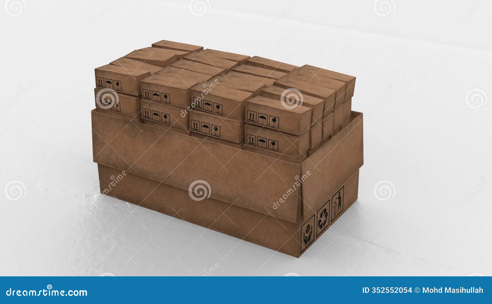 Simple Cardboard Boxes on White Background Stock Photo - Image of ...