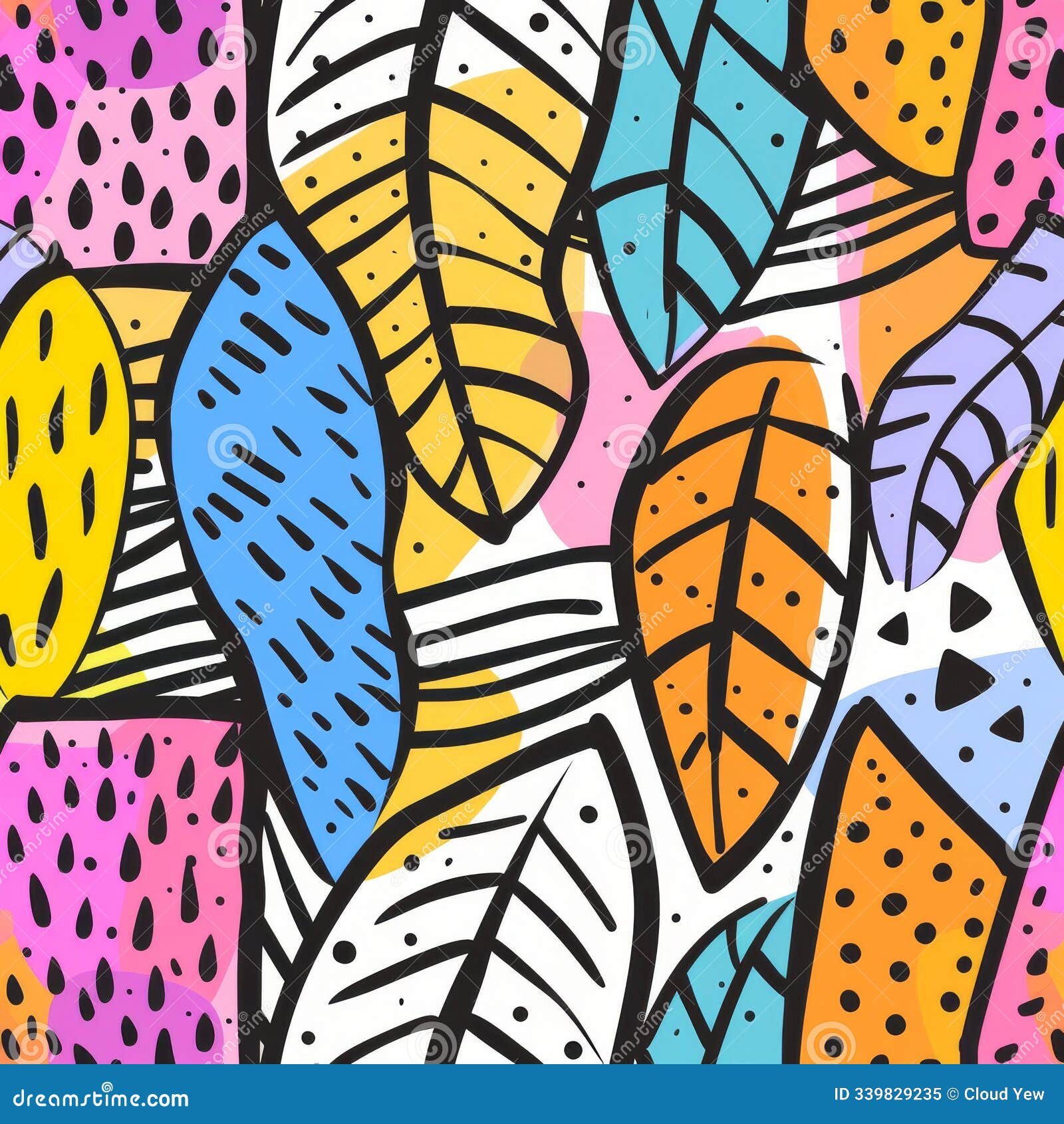 Simple Cartoon Background with a Colorful Hand-drawn Pattern. Stock ...