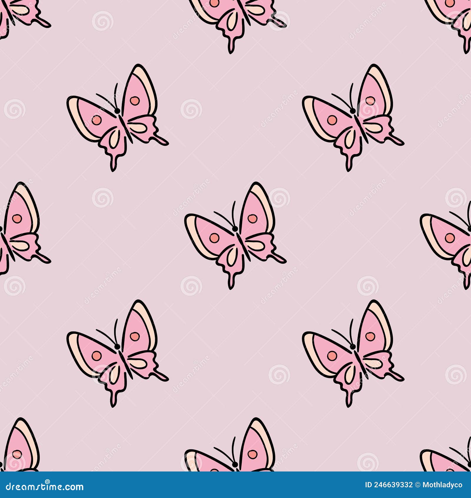 Simple Cartoon Butterfly Vector Pattern, Cute Design Stock Illustration ...
