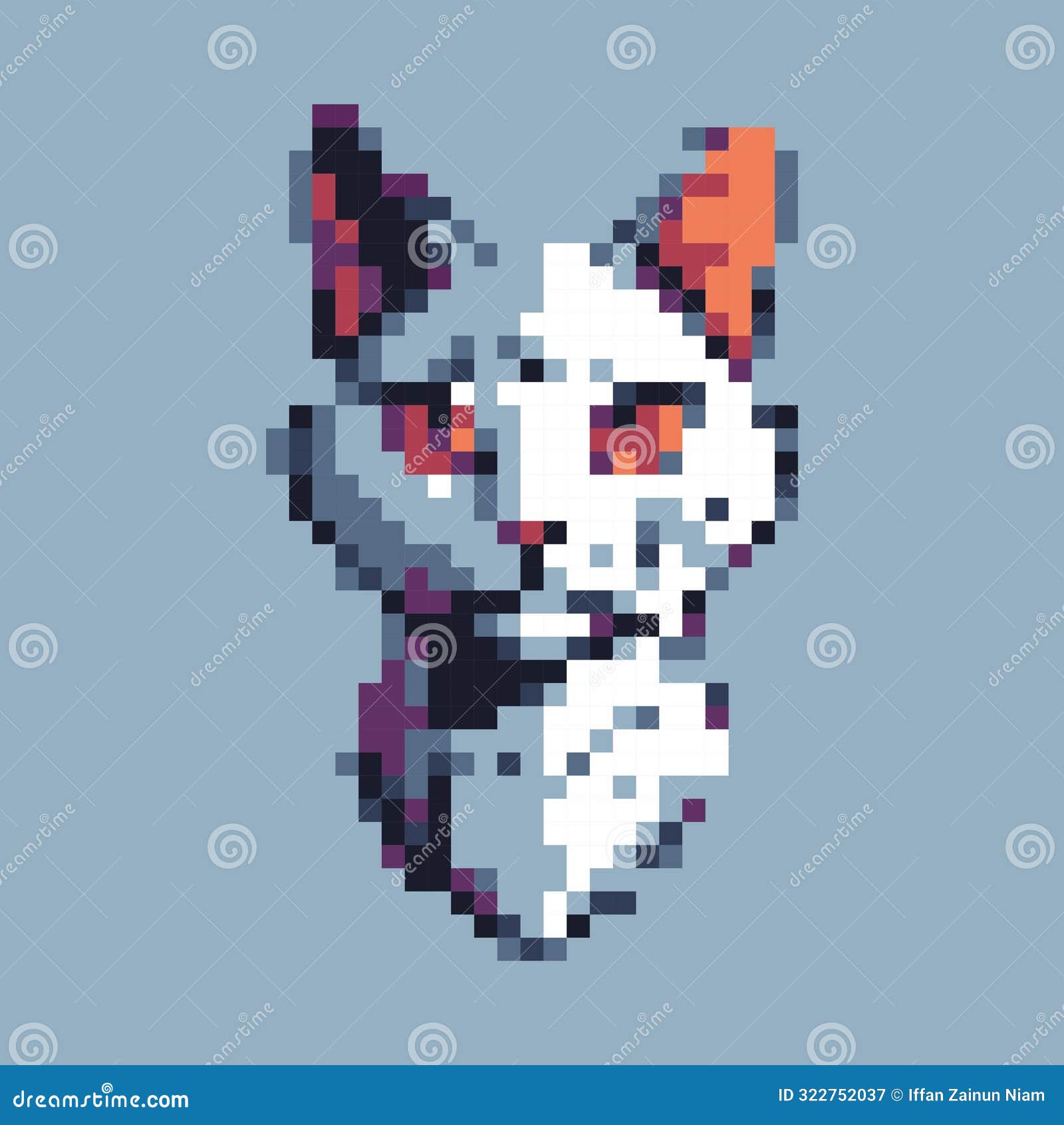 Simple Cartoon Cat Face Pixel Art Style Vector. Stock Vector ...