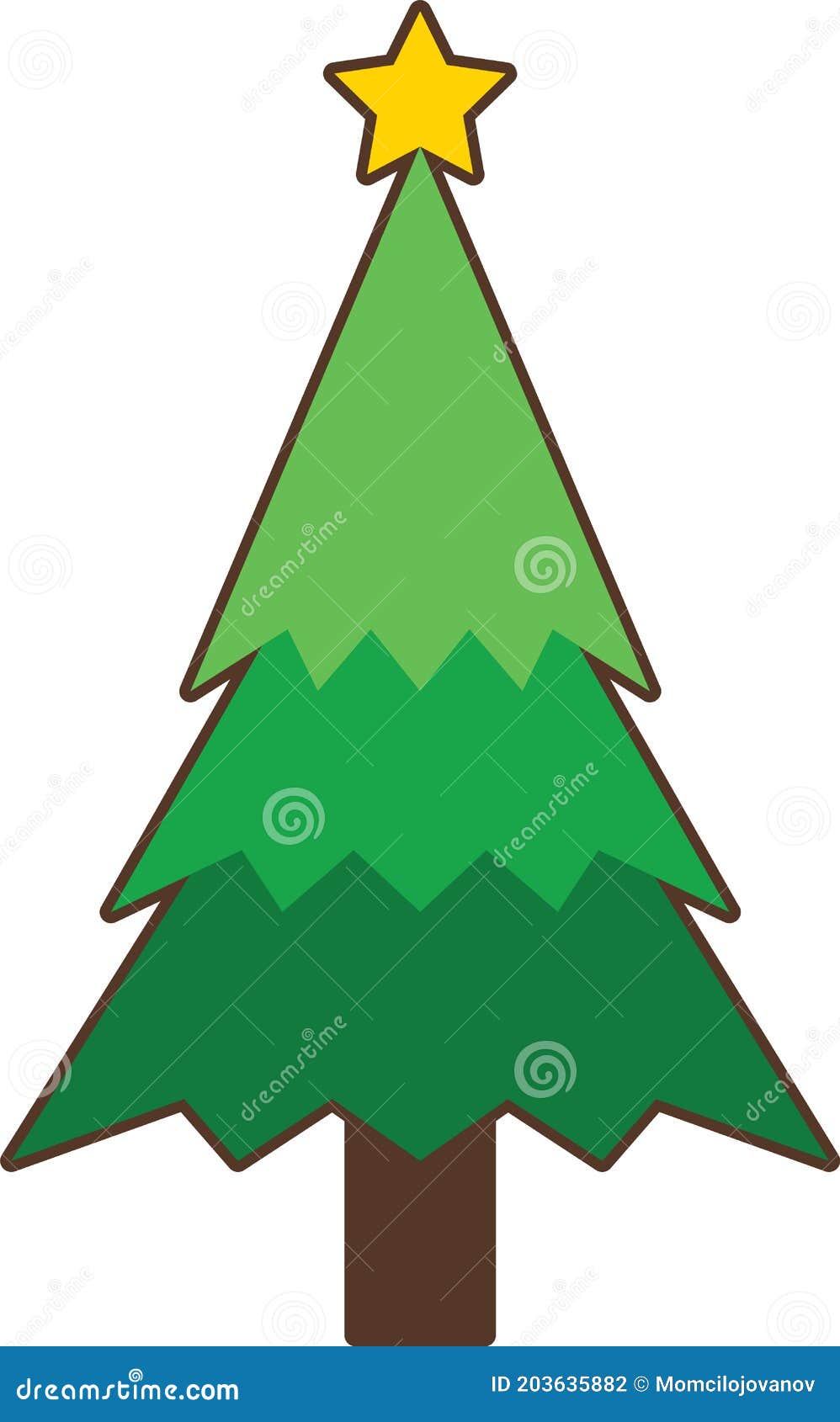Simple Cartoon Christmas Tree Stock Vector - Illustration of christmas ...