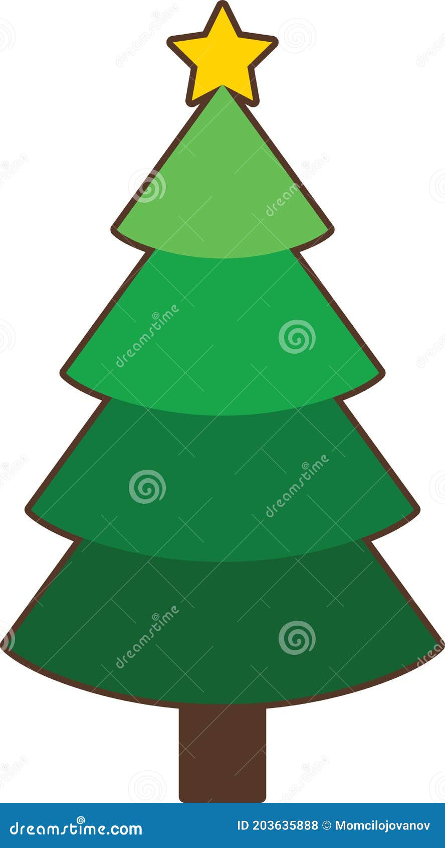 Simple Cartoon Christmas Tree Stock Vector - Illustration of ornaments ...