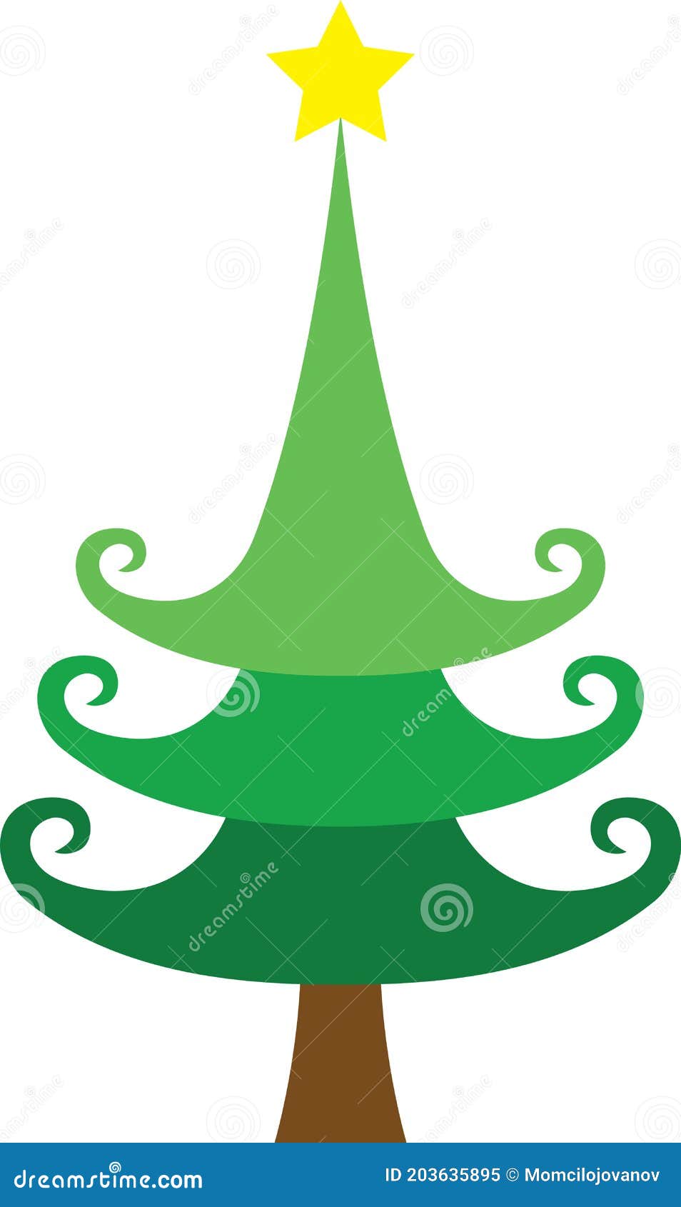 Simple Cartoon Christmas Tree Stock Vector - Illustration of card ...