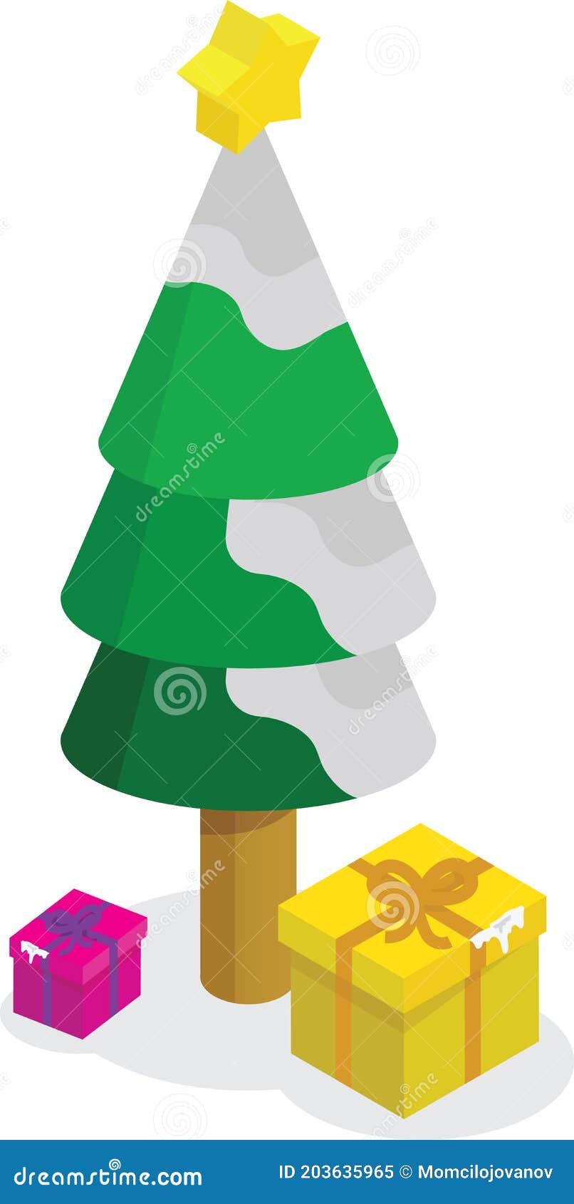 Simple Cartoon Christmas Tree Stock Vector - Illustration of decorative ...