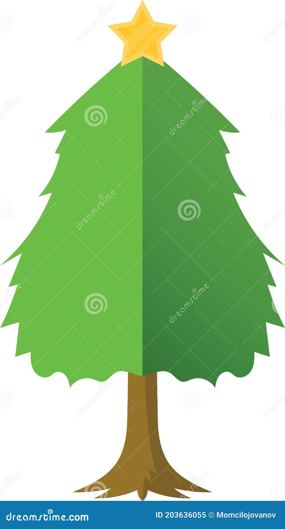Simple Cartoon Christmas Tree Stock Vector - Illustration of hand ...
