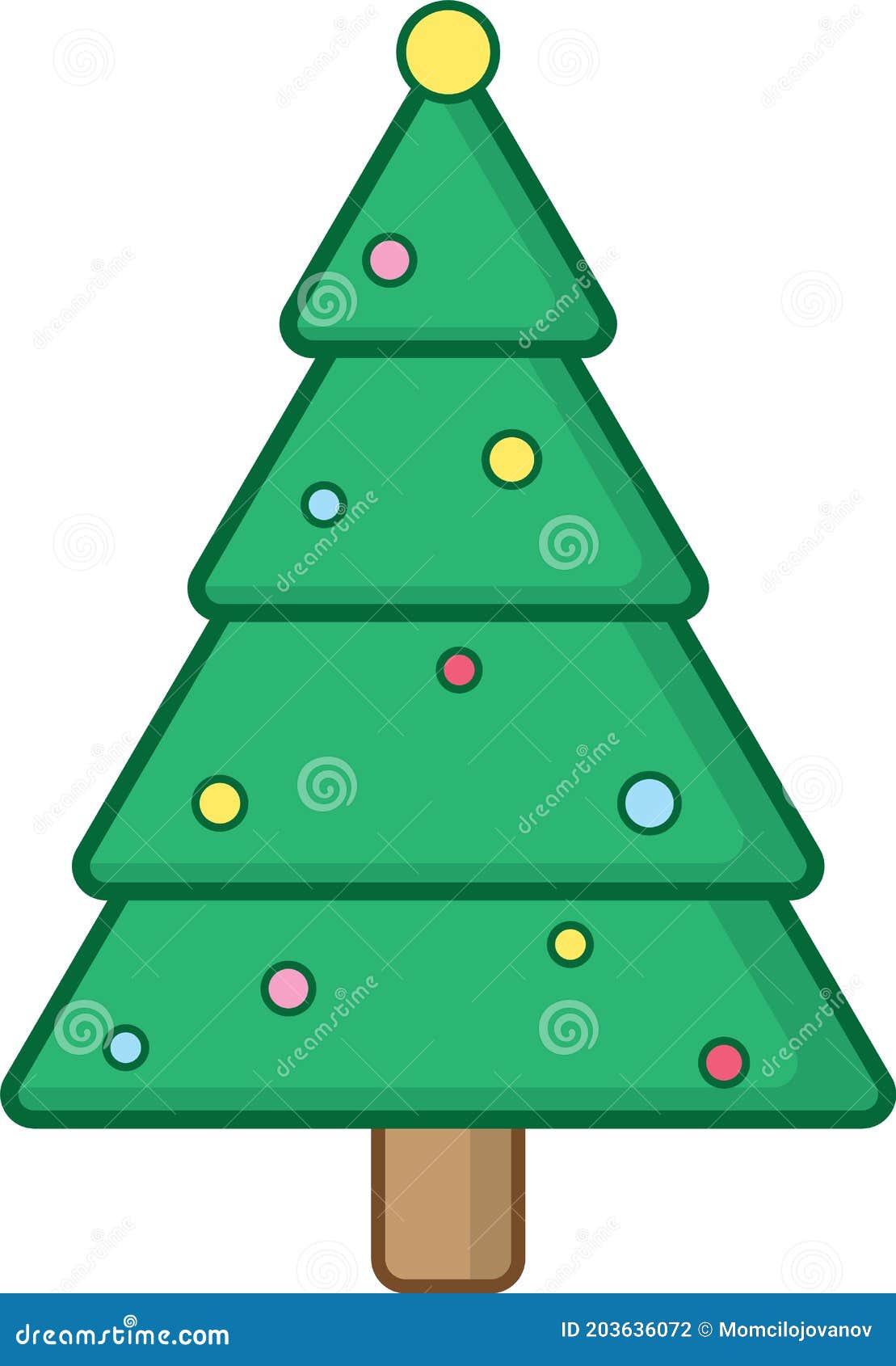 Simple Cartoon Christmas Tree Stock Vector - Illustration of drawn ...