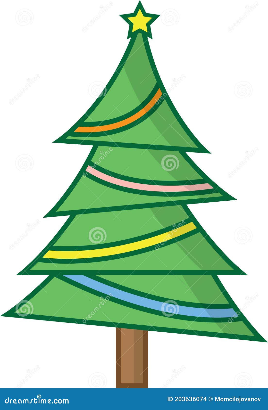 Simple Cartoon Christmas Tree Stock Vector - Illustration of greeting ...