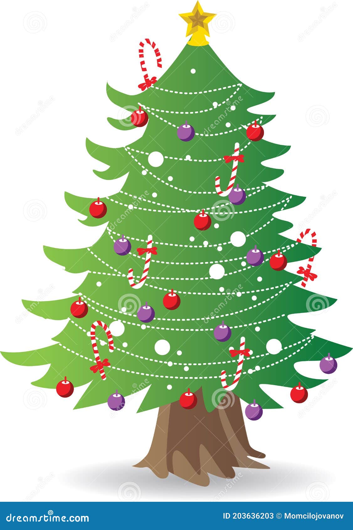 Simple Cartoon Christmas Tree Stock Vector - Illustration of decoration ...