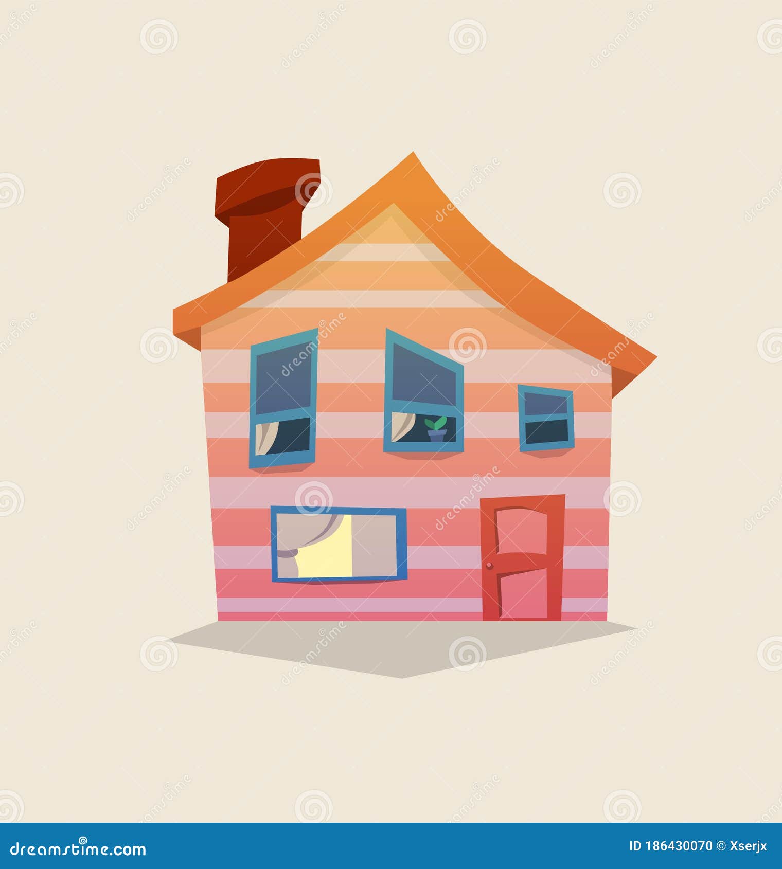 Simple Cartoon House Vector Illustration Stock Vector - Illustration of ...