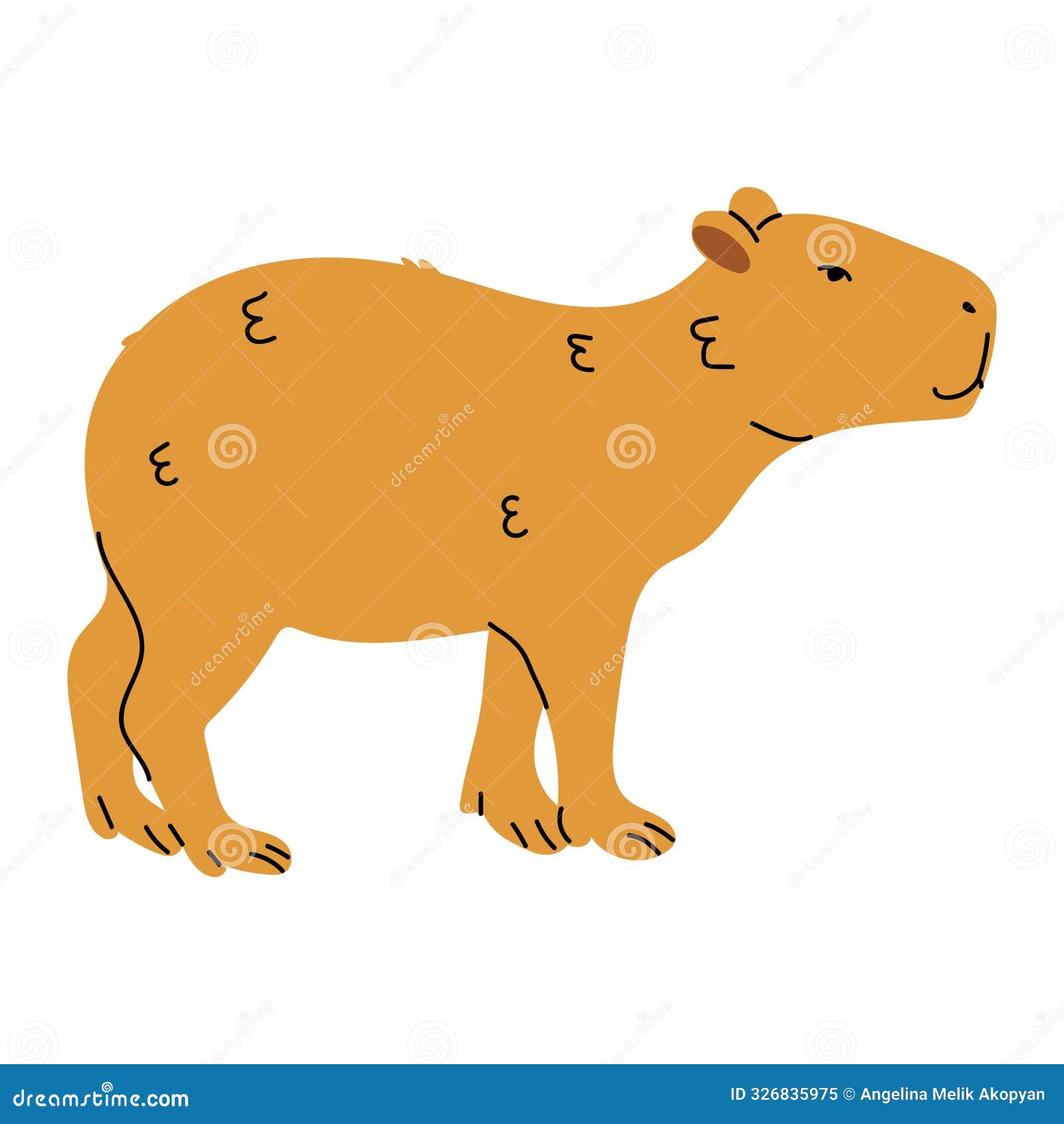 A Simple, Cartoon Illustration of a Capybara Standing on a White ...