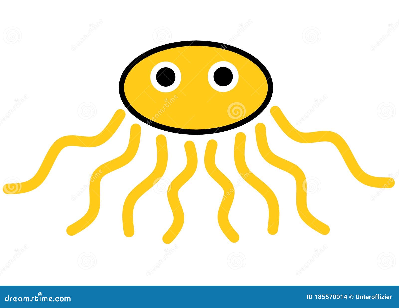 A Simple Cartoon Impression of an Octopus in Yellow with Eight ...