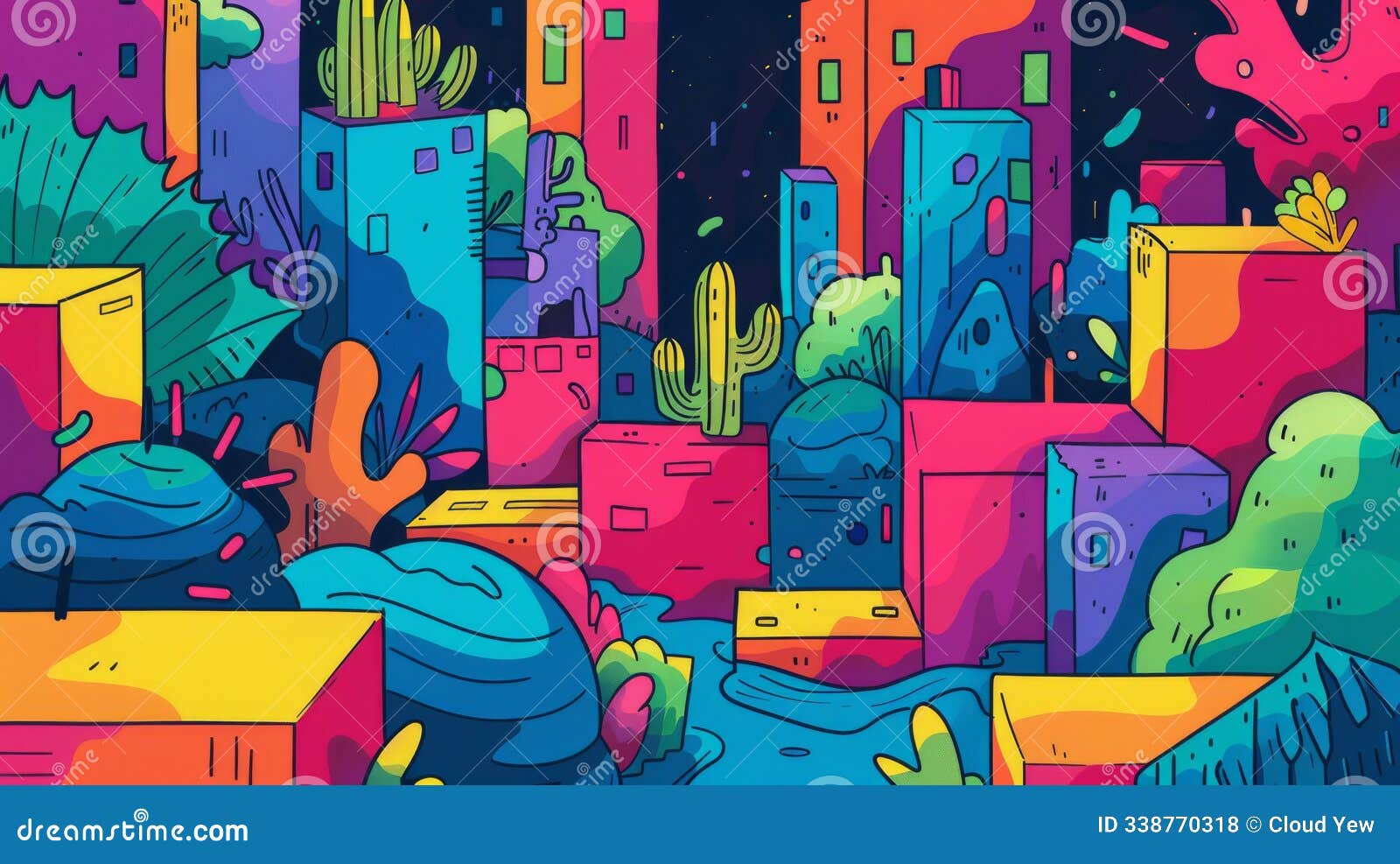 Simple Cartoon Layout with Vibrant Hand-drawn Elements. Stock ...