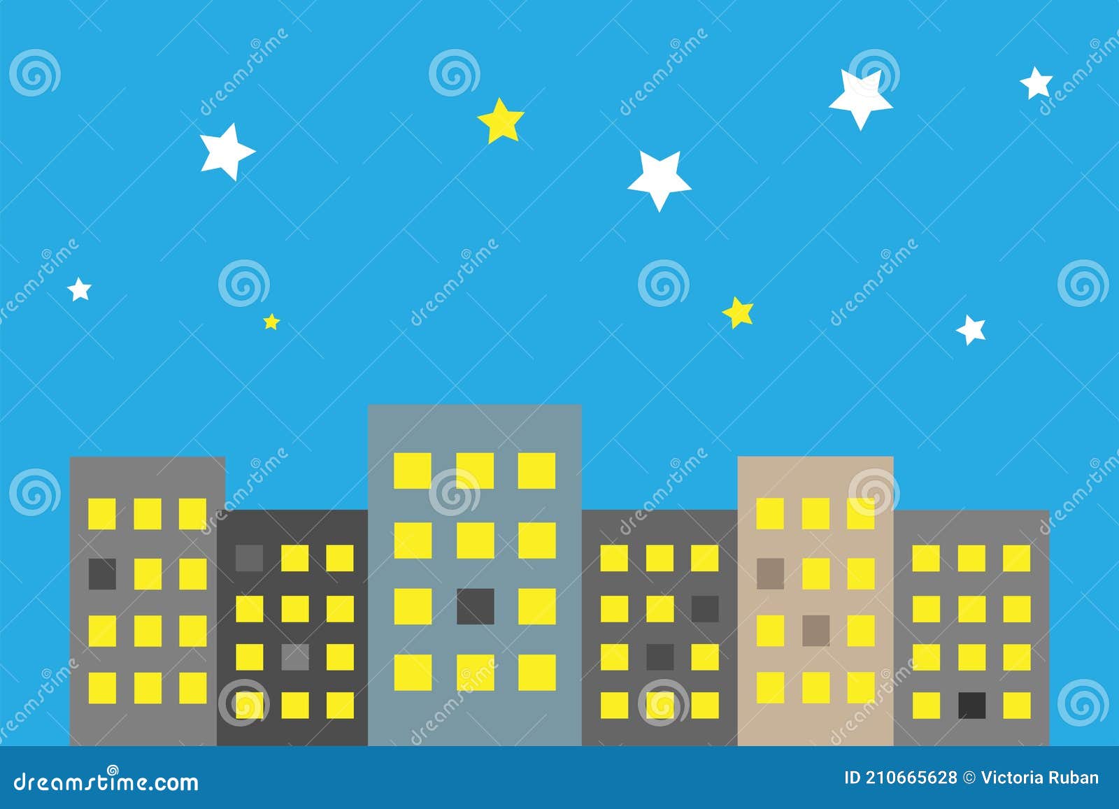 A Simple Cartoon Night City Stock Vector - Illustration of construction ...