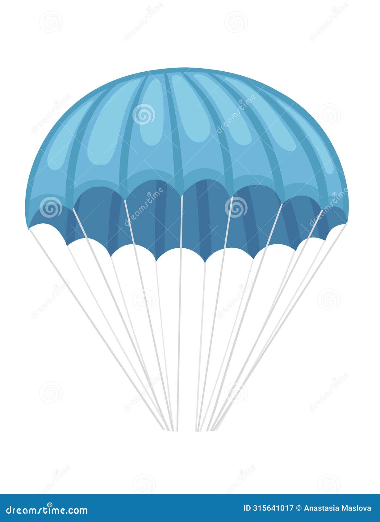 Cartoon Parachute Carrying Blue Gift Box Set Isolated On White ...