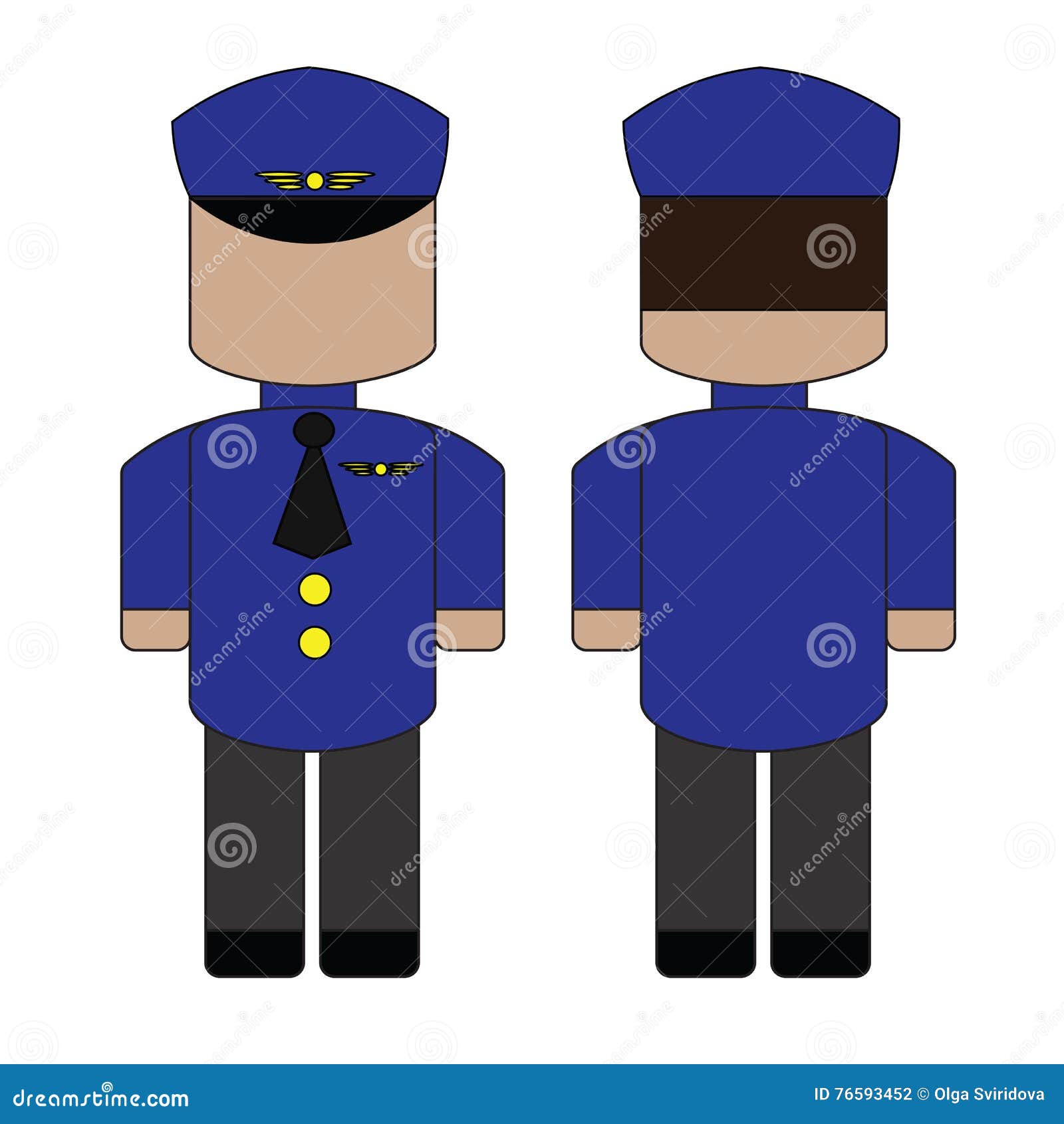 Simple cartoon pilot. stock vector. Illustration of attendant - 76593452