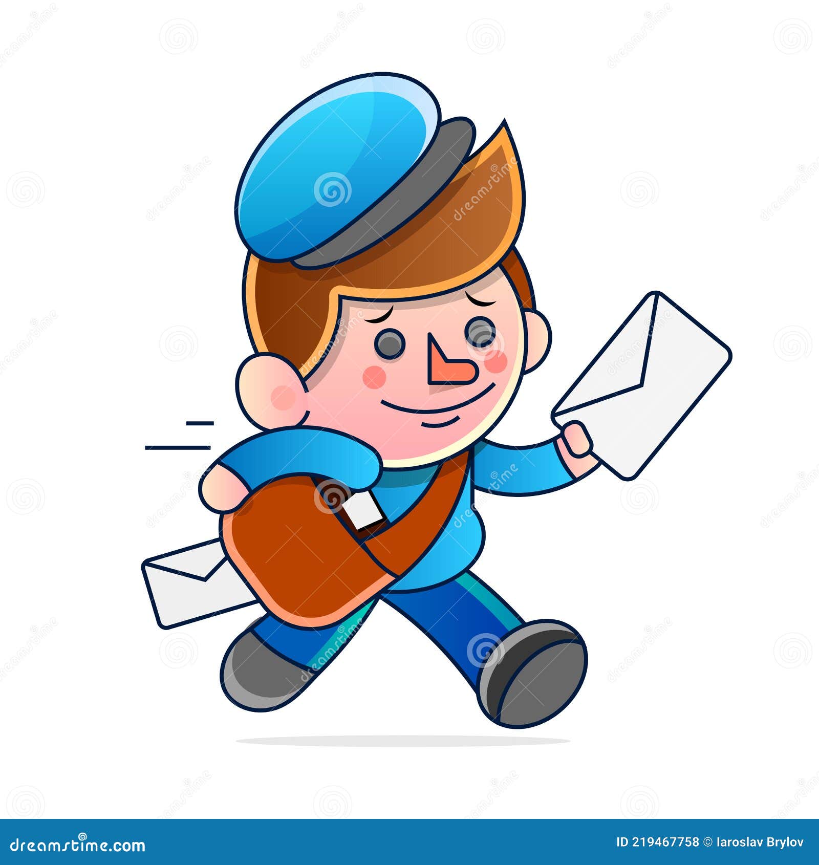 Simple Cartoon of a Postman Running Delivering Mail. Speed, Express ...