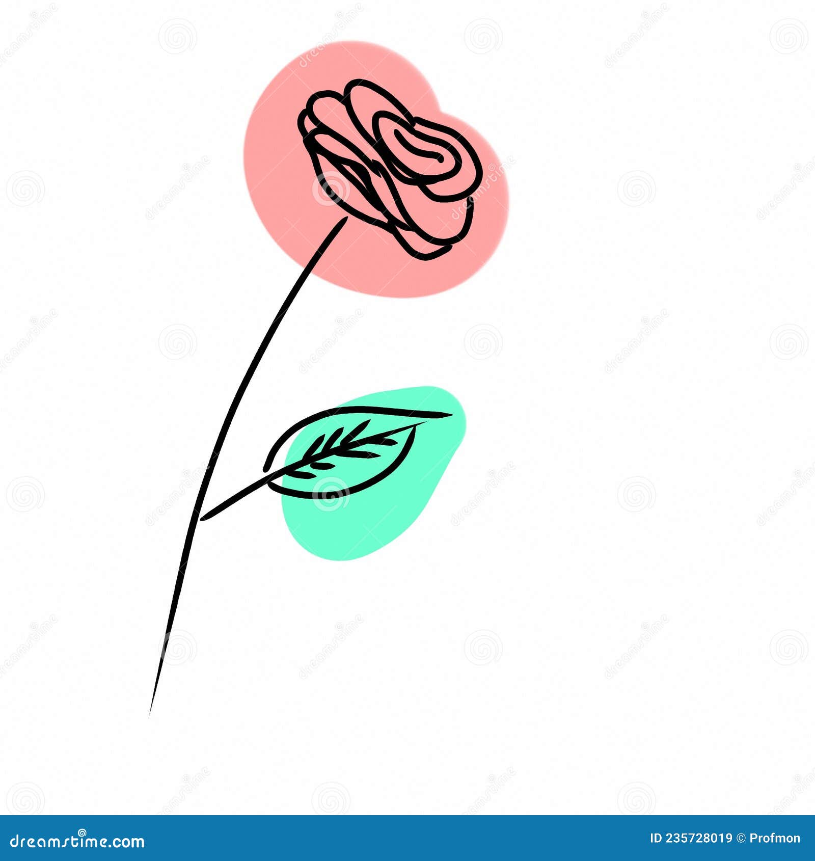 Simple Cartoon Rose Illustration On White Background | CartoonDealer ...