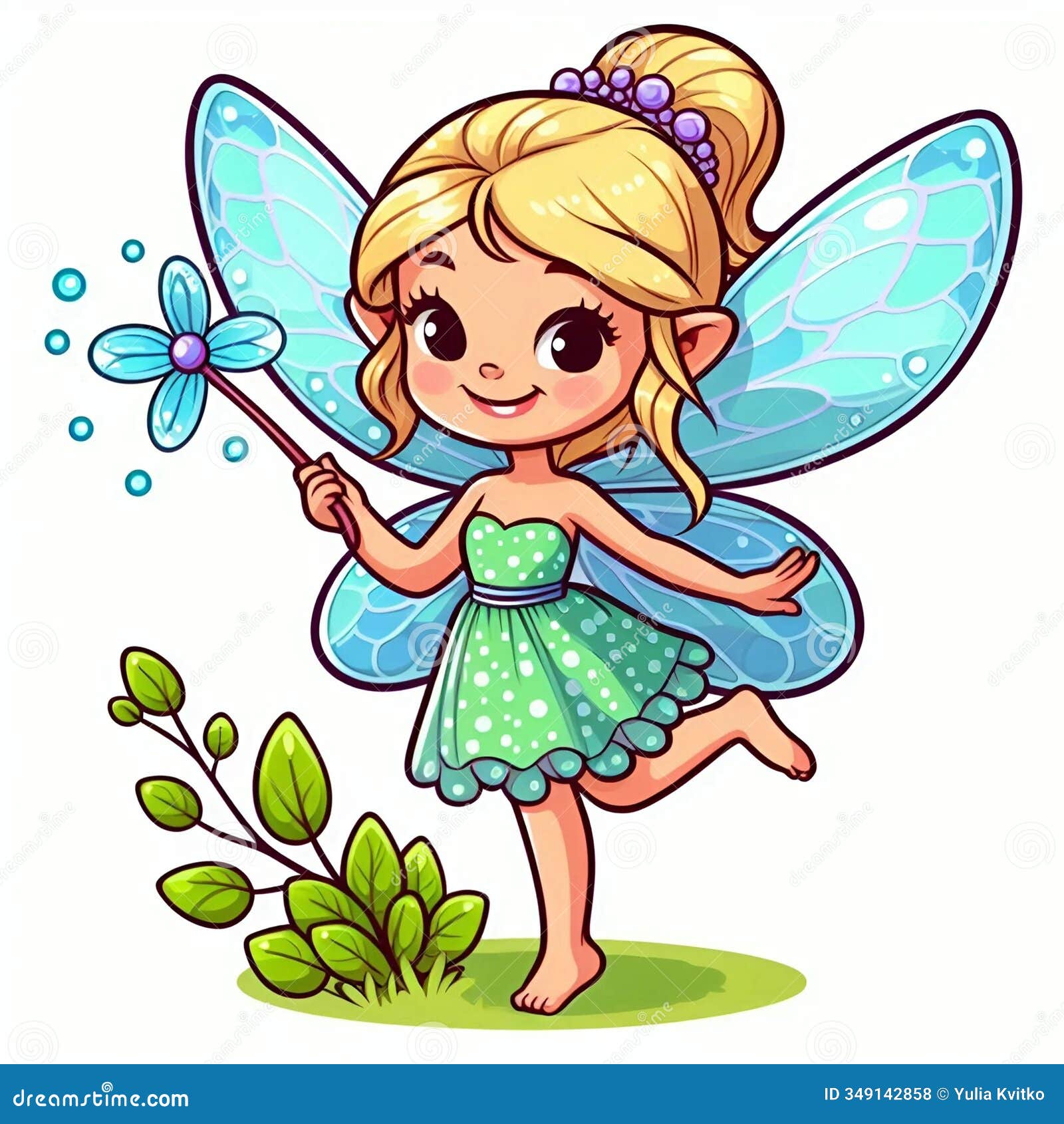Simple Cartoon-style Illustration of Fairy on a Plain White Background ...