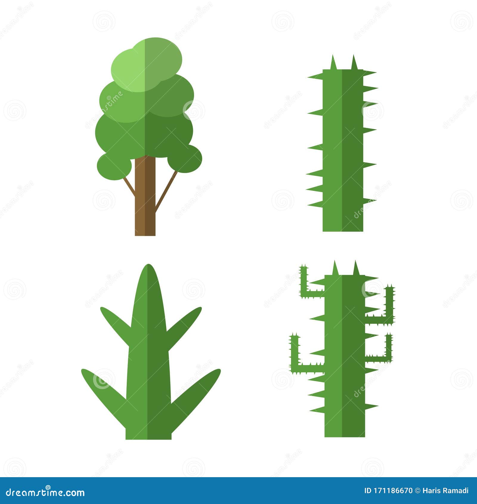 Simple Cartoon Tree Set, Flat Design Go Green Stock Vector ...
