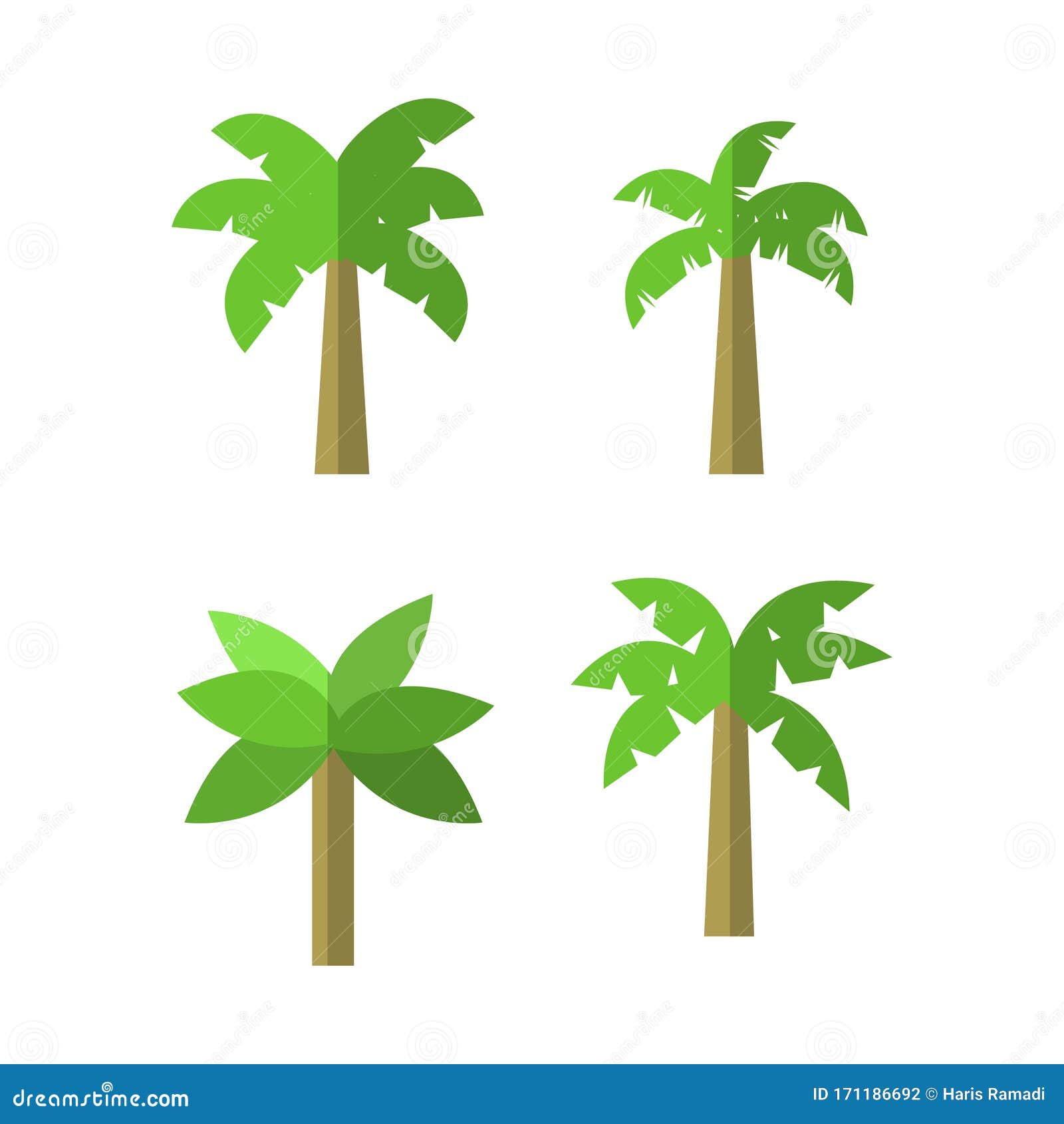 Simple Cartoon Tree Set, Flat Design Go Green Stock Vector ...