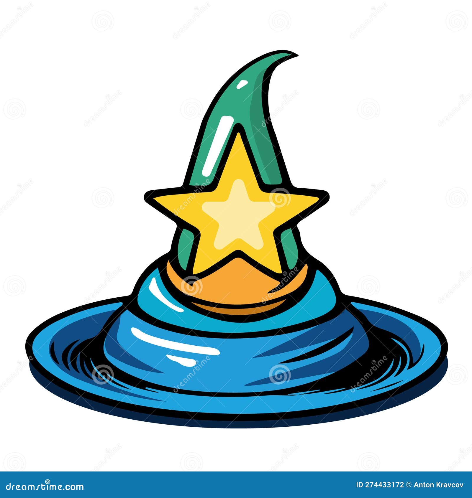 Simple Cartoon Wizard Hat Icon, Vector Illustration. Stock Vector ...