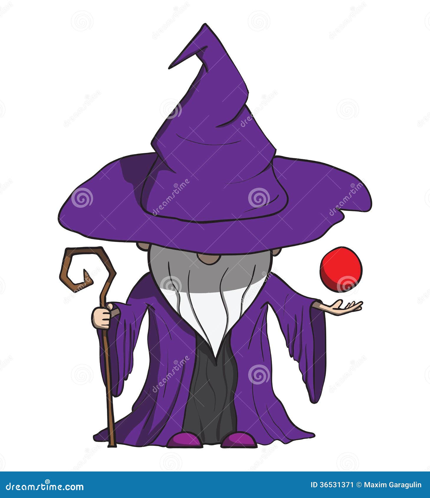 Simple Cartoon Wizard with Staff. Isolated on Stock Vector ...