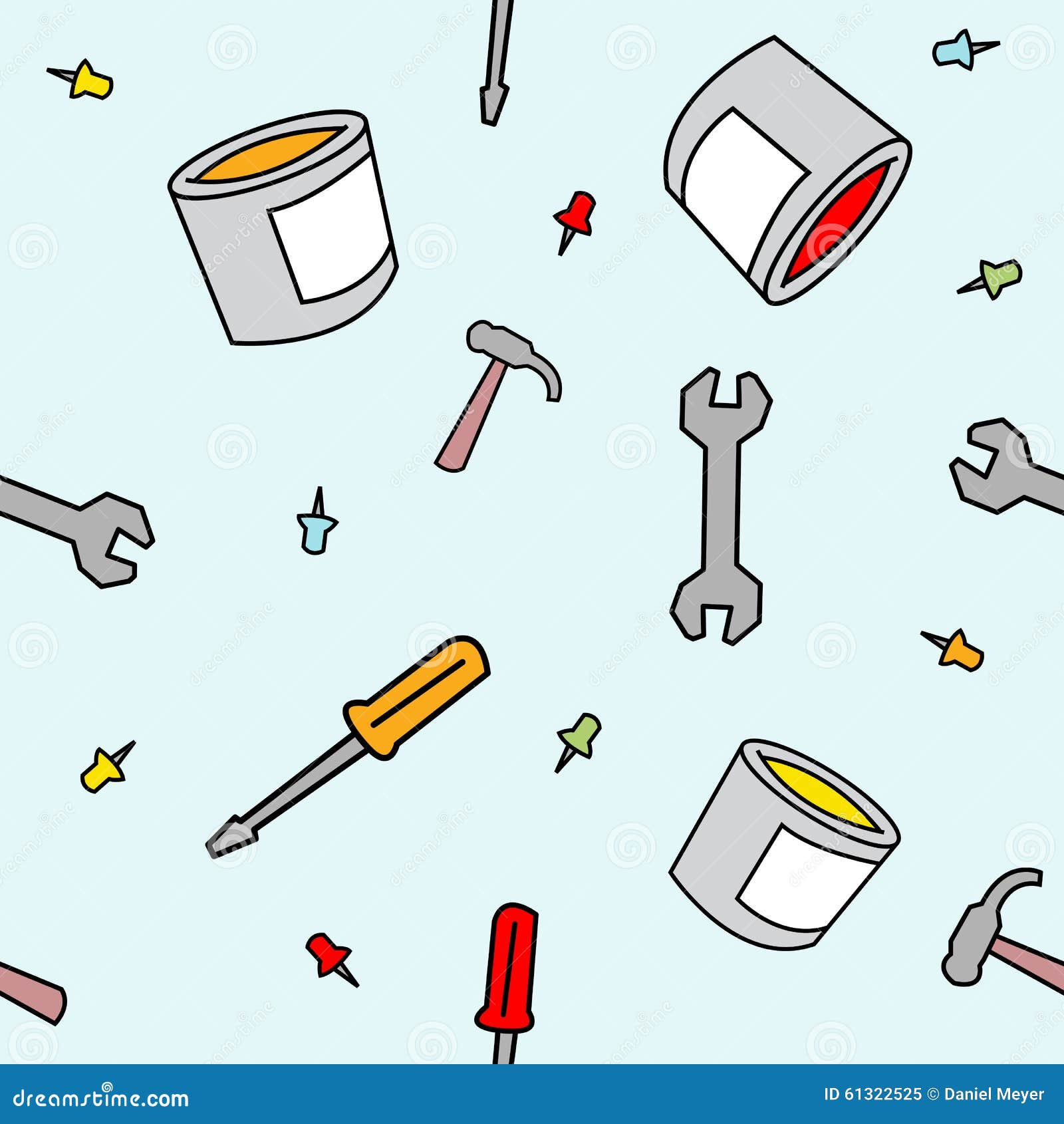 Simple Cartoon Work Supplies Seamless Pattern Stock Illustration ...