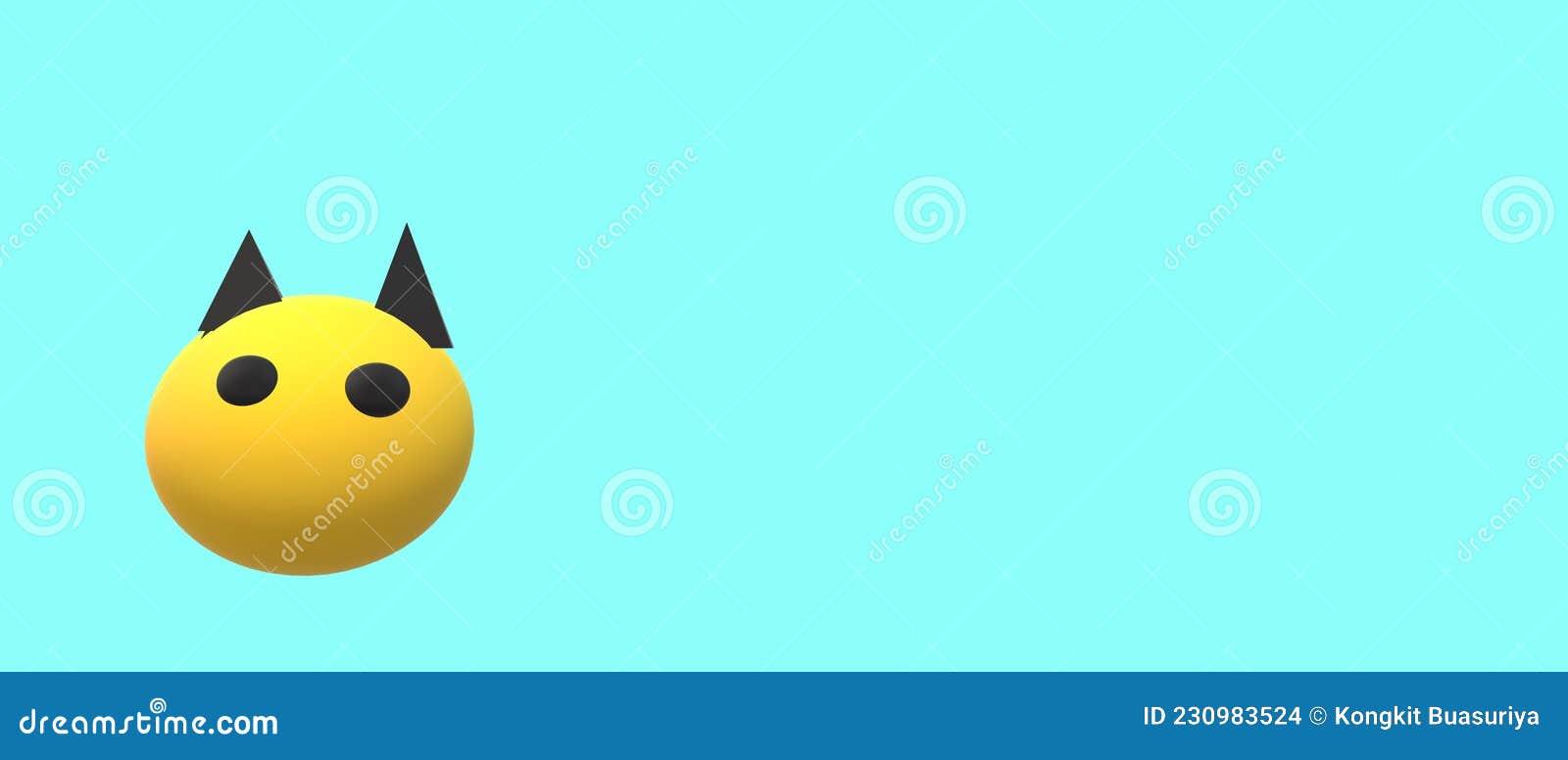 Simple Cat Head Cartoon Drawing on Blue Backgrounds Stock Illustration ...