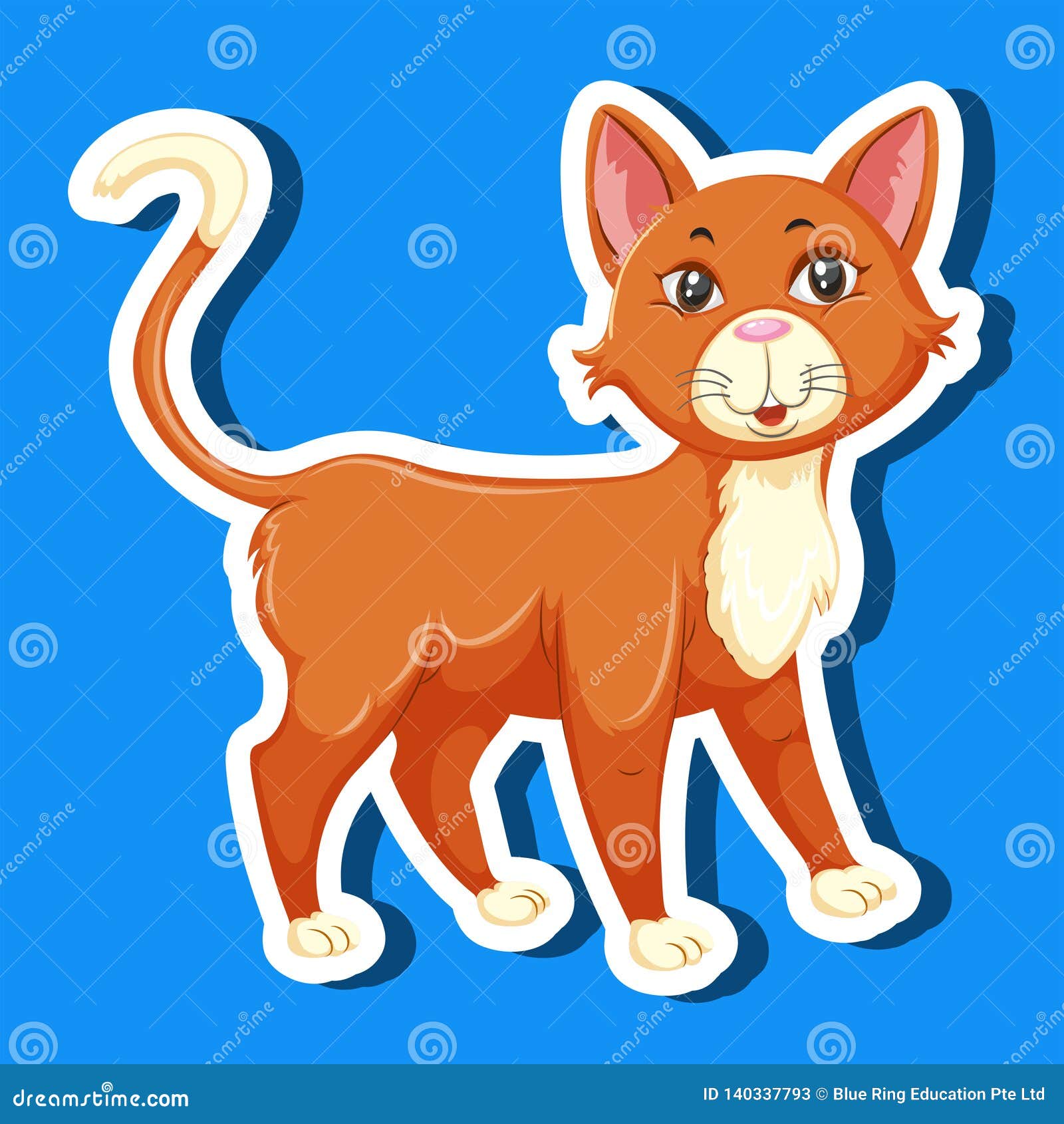A simple cat sticker stock vector. Illustration of label - 140337793