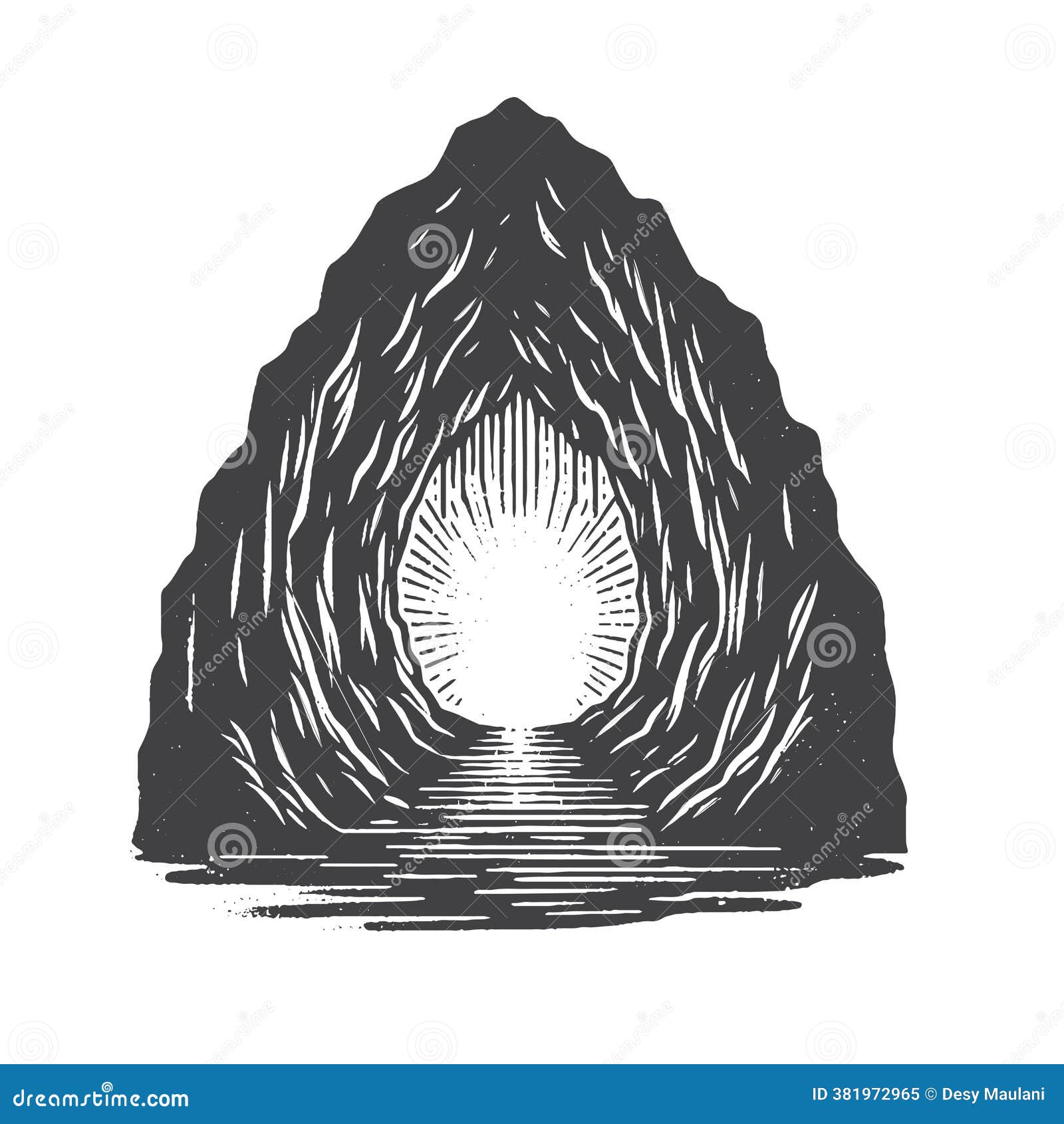 Cave. Hole Tunnel Underground Entrance Stone Mountain Nature. Vector ...