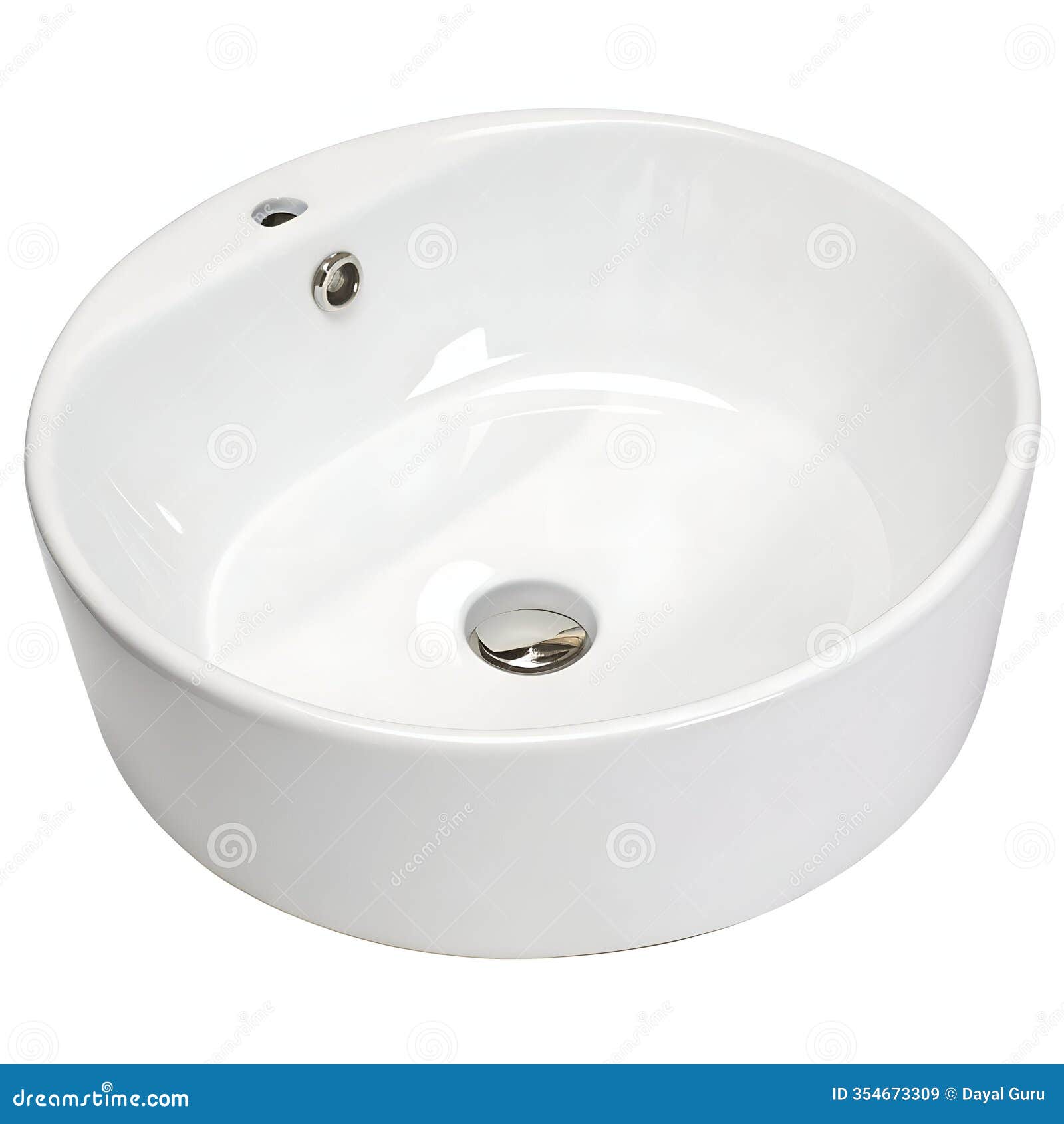 Simple Ceramic Basin Isolated on White Background Stock Illustration ...