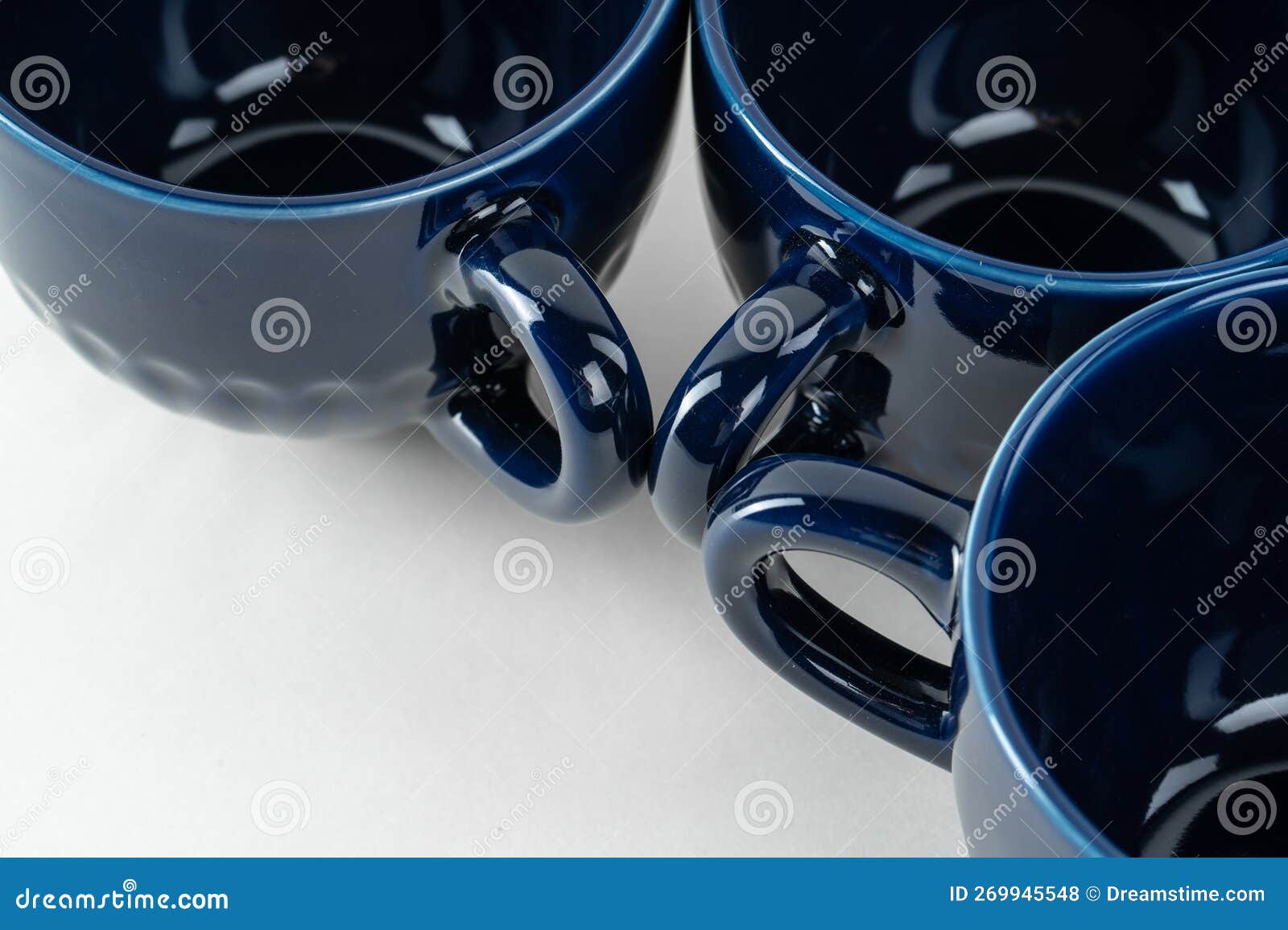 Simple Ceramic Blue Crockery on Kitchen Counter. Tableware Stock Photo ...