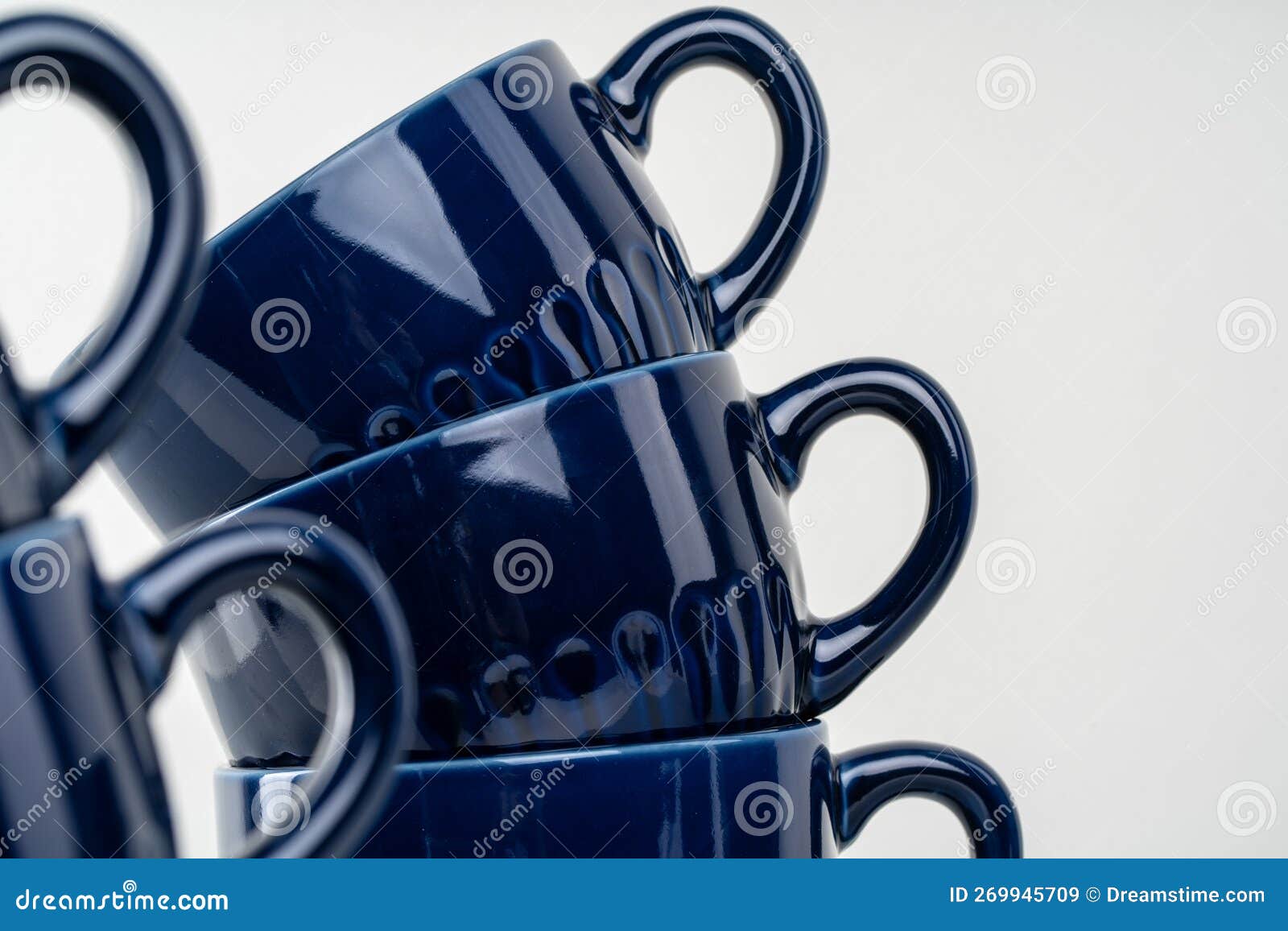 Simple Ceramic Blue Crockery on Kitchen Counter. Tableware Stock Image ...
