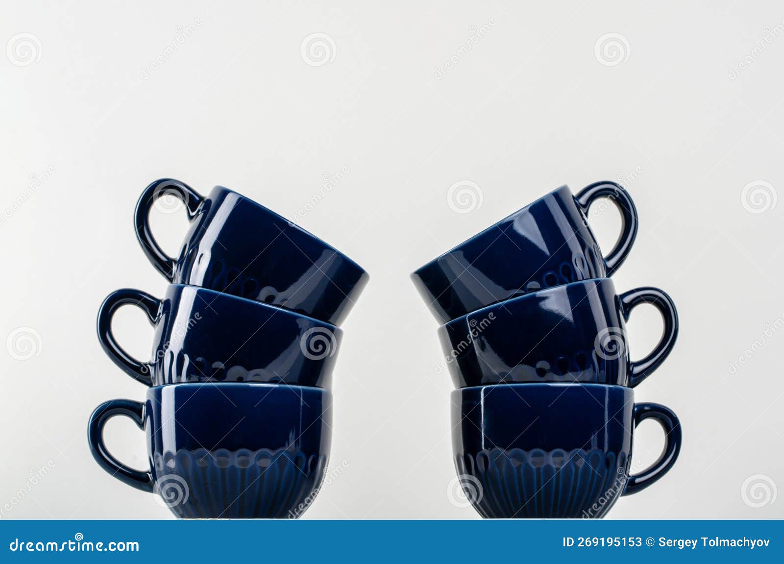 Simple Ceramic Blue Crockery on Kitchen Counter. Tableware Stock Image ...