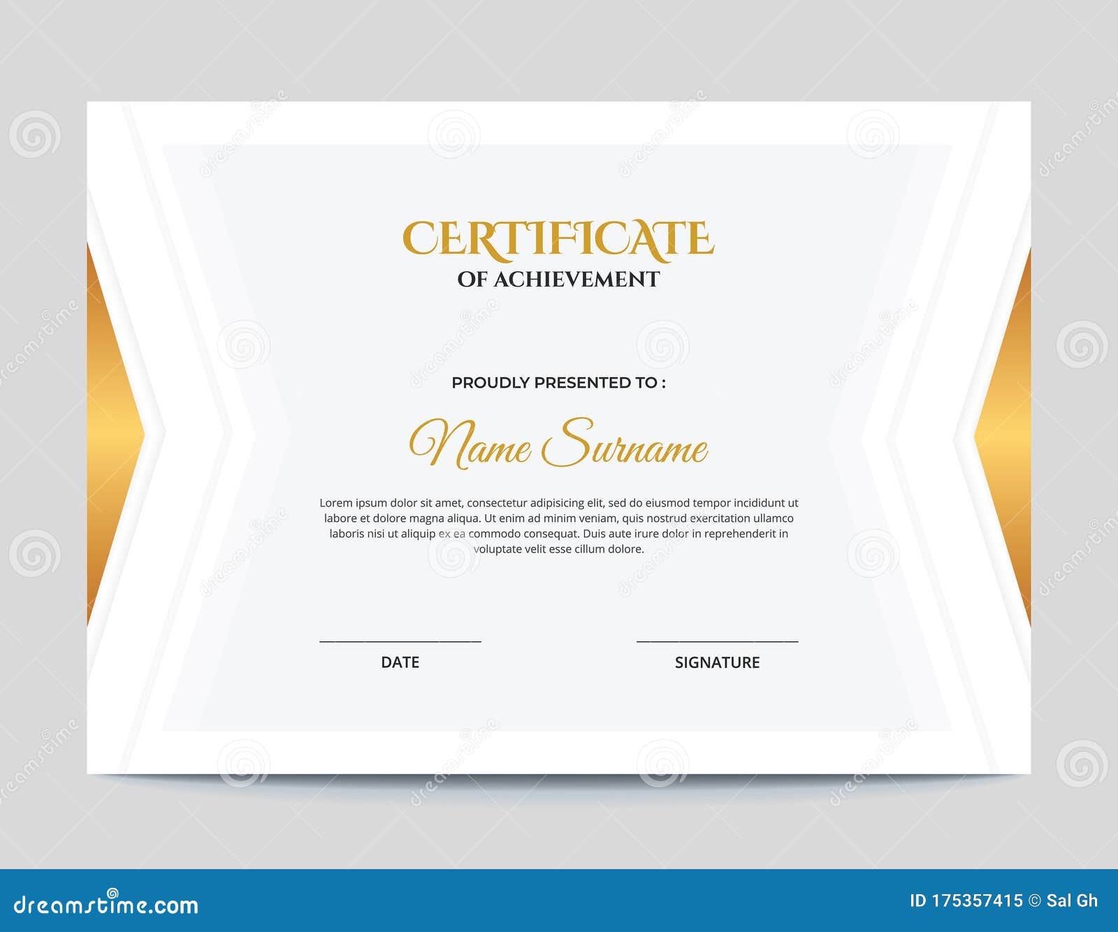 Simple Gold Ans White Geometric Shapes with Shadow Certificate Design ...